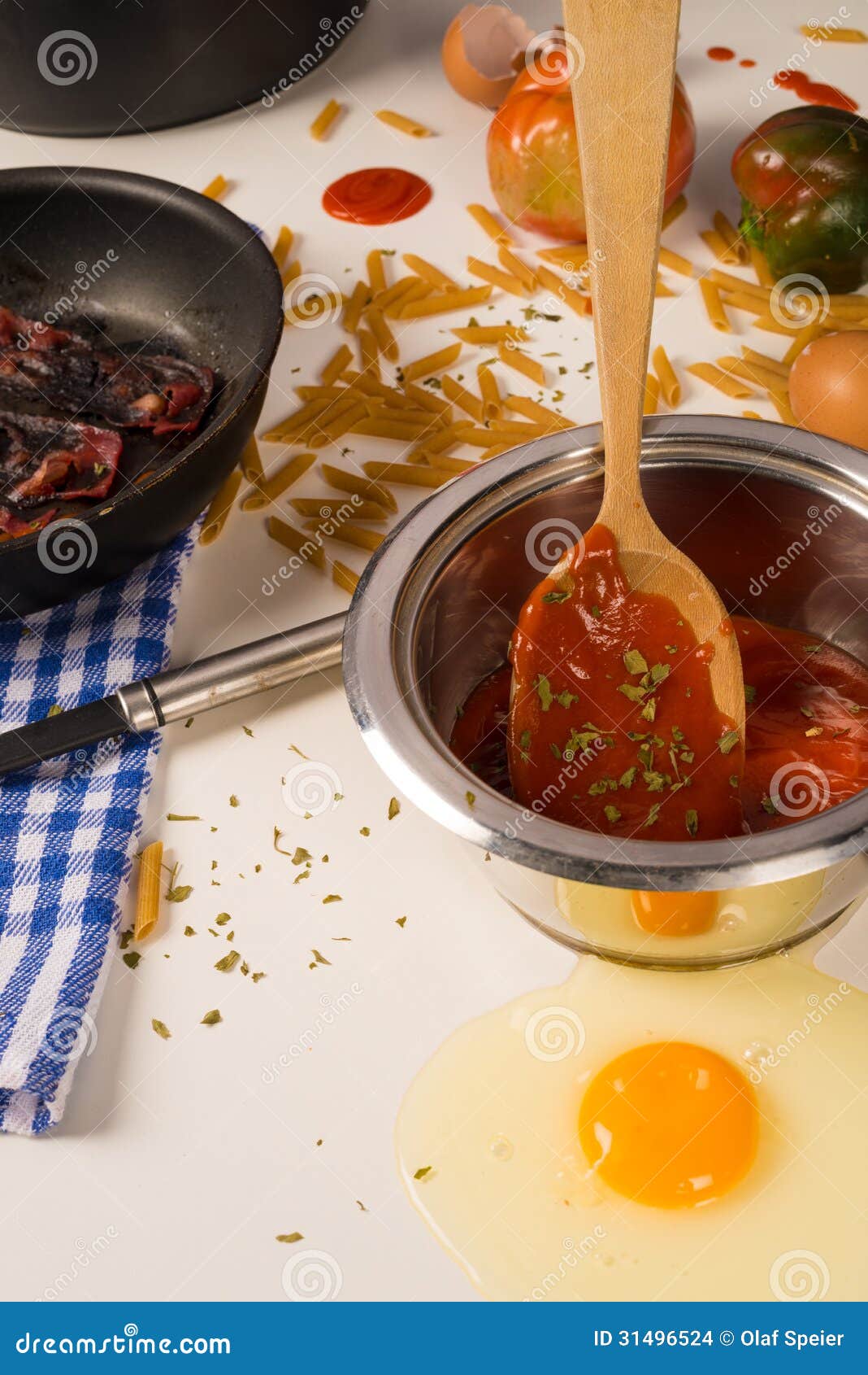 Messy cooking at home stock photo. Image of stained, pasta - 31496524