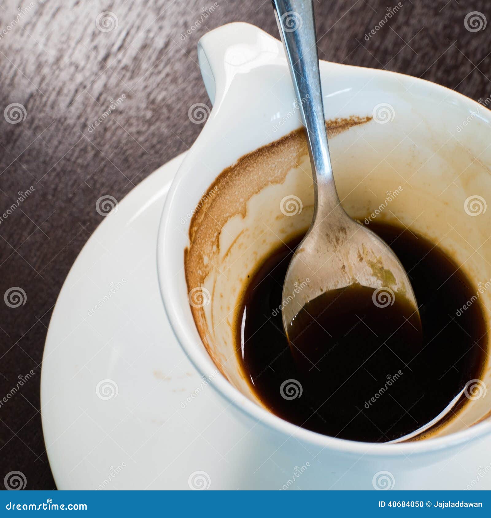 Messy Cup of Americano on Cafe Table Stock Photo - Image of morning ...