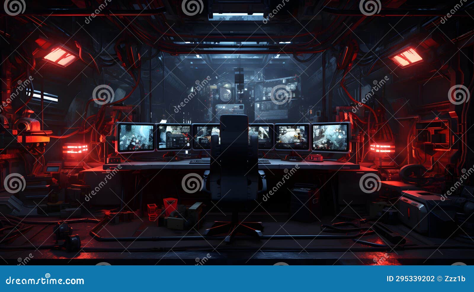 Messy and Dark Cyberpunk Hacker Hideout Room. Neural Network Generated ...