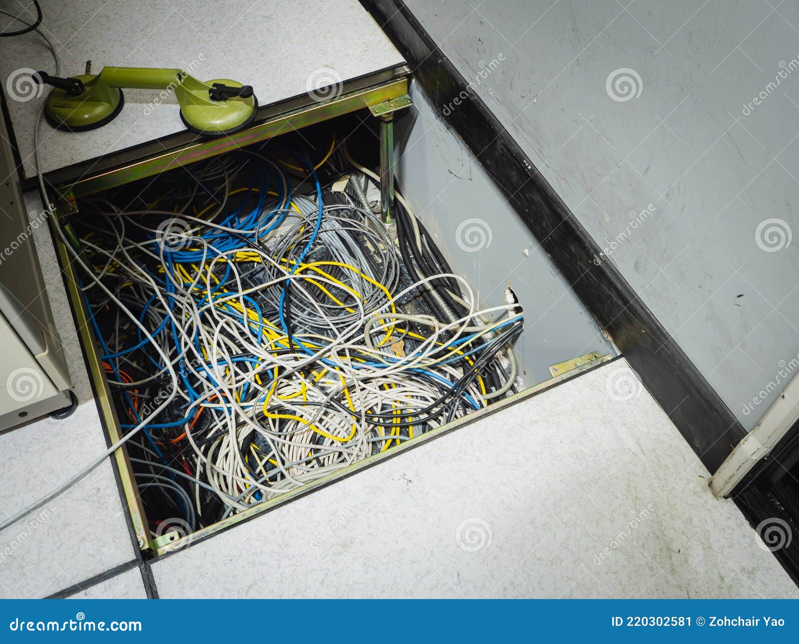 Messy Data Cables Under the Floor Stock Image - Image of computer ...