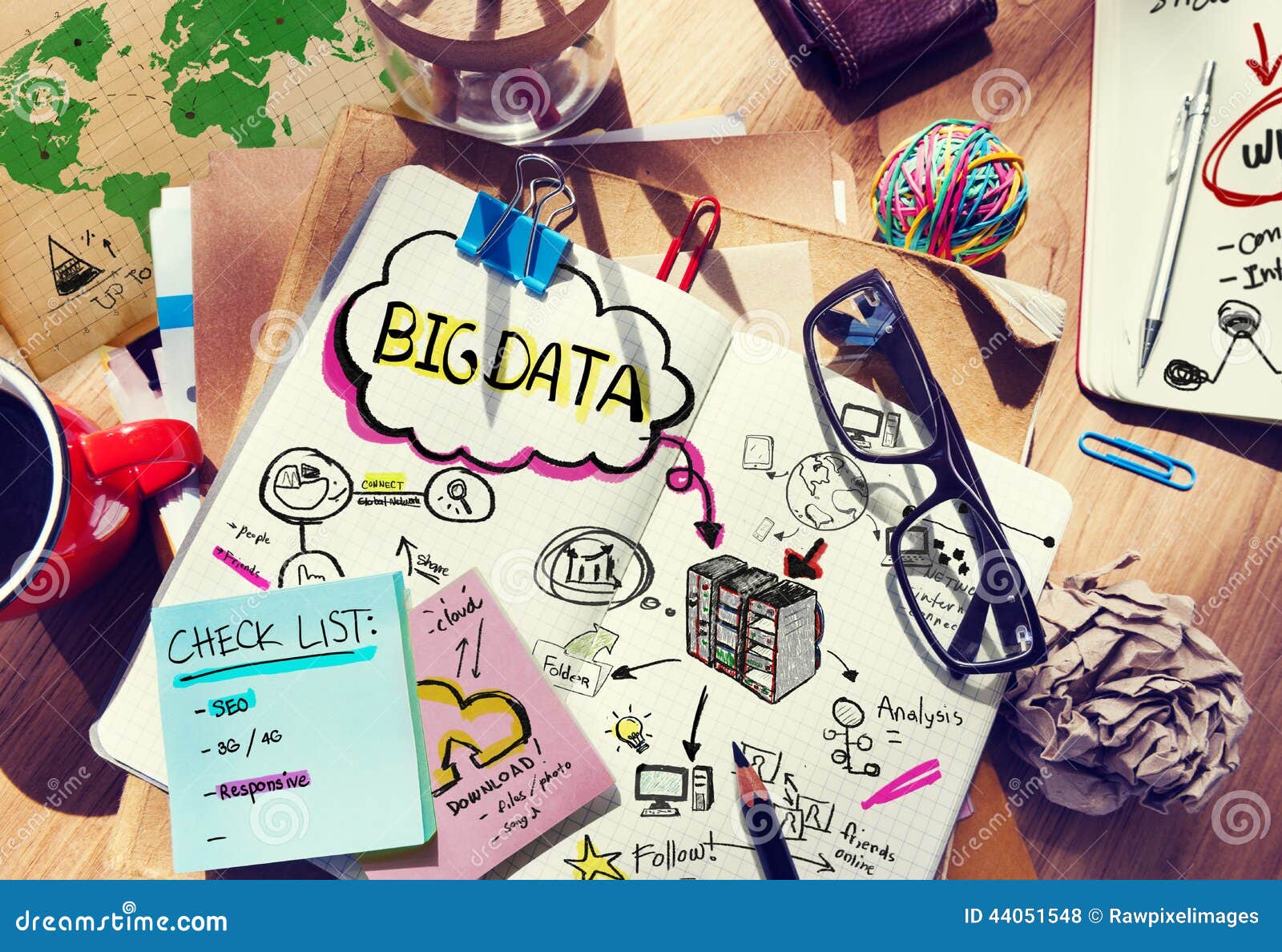 Messy Desk with Big Data Related Notes Stock Photo - Image of ...