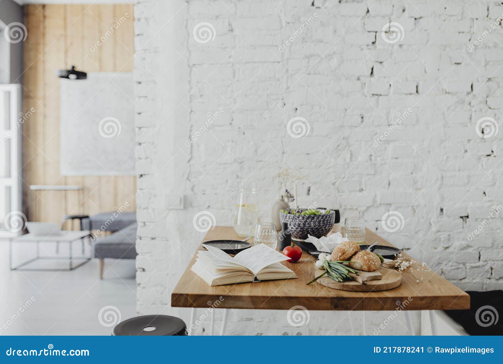 Messy Dining Table with a Book Stock Image - Image of bowl, breakfast ...