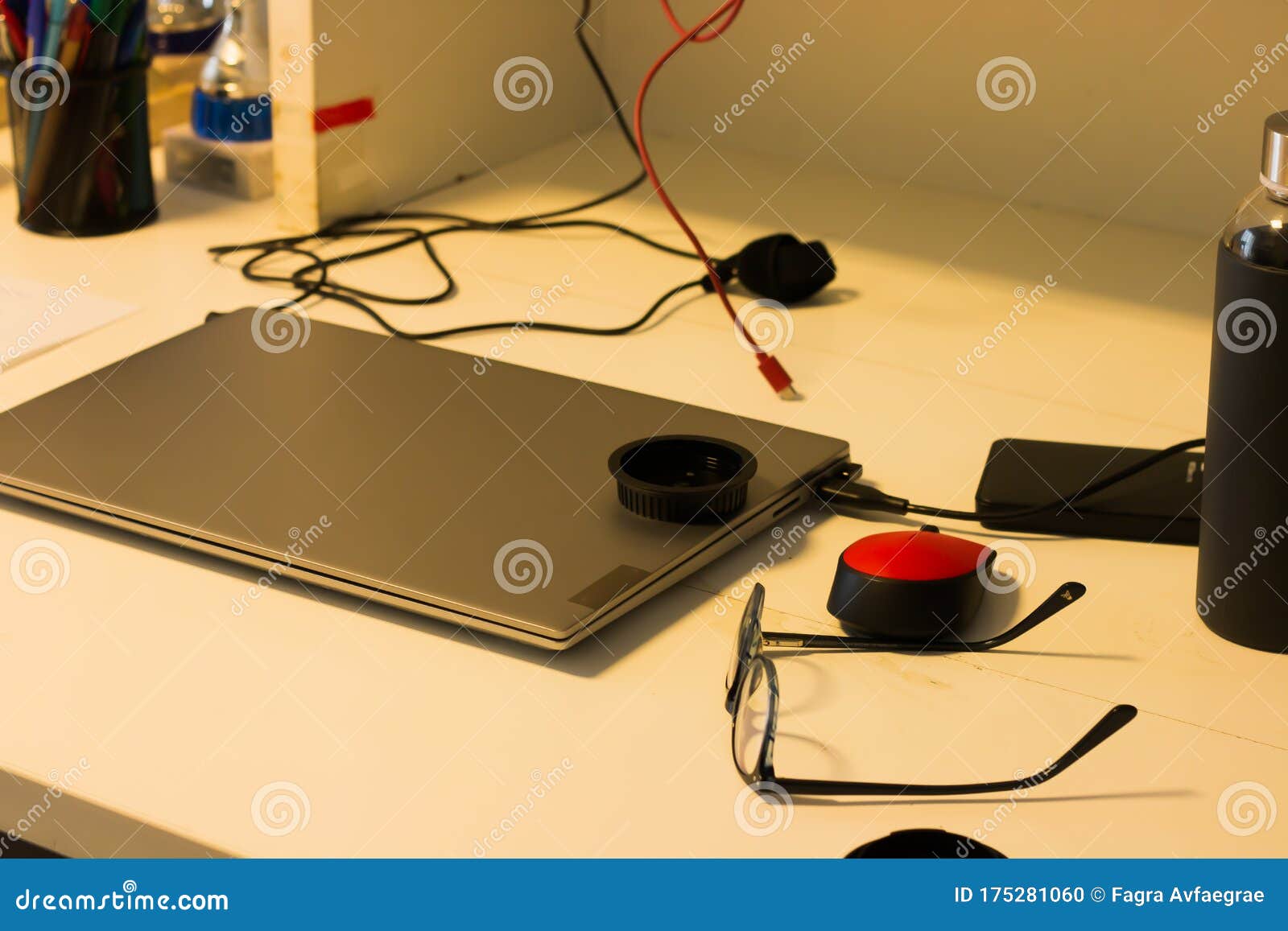 Messy and Dirty Office Work Table Stock Photo - Image of dirty, wire ...