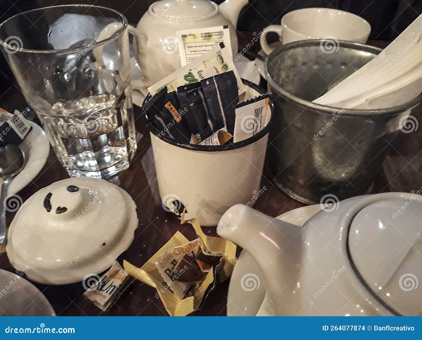 Messy drinks bar table stock photo. Image of montevideo - 264077874