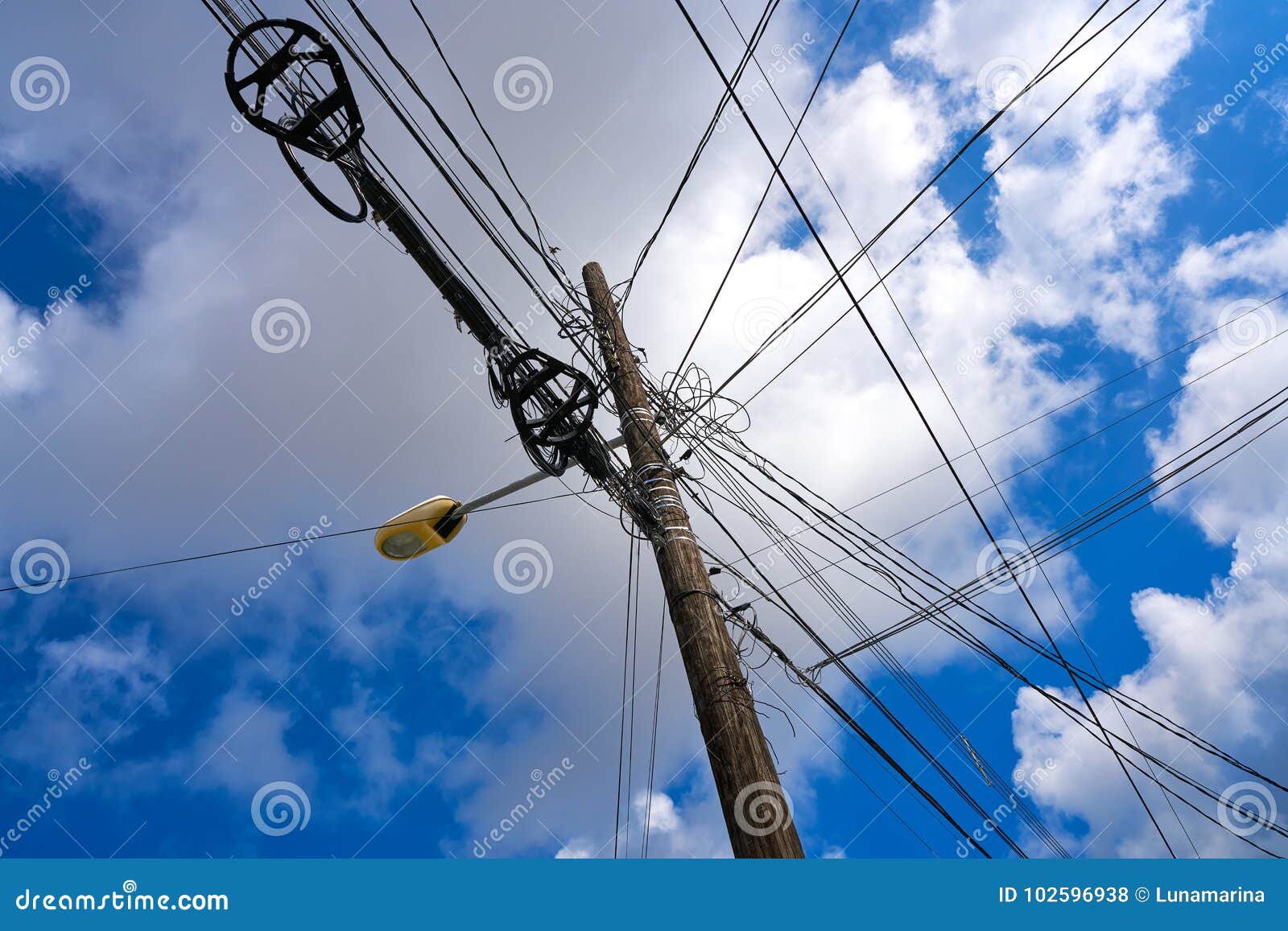 Messy Electric Pole Cable Lines Royalty-Free Stock Photo ...