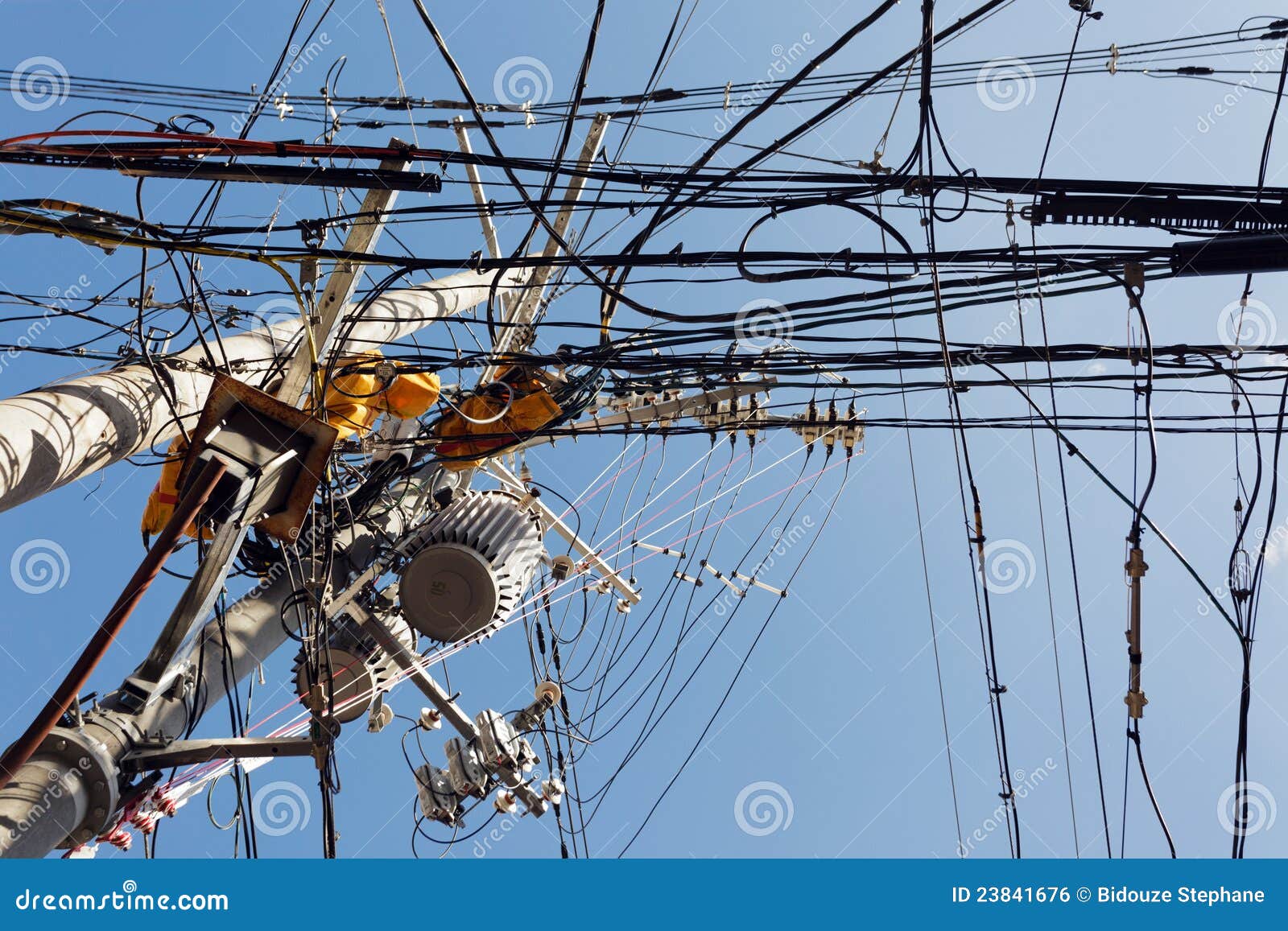 Messy Electric Pole Cable Lines Royalty-Free Stock Photo ...