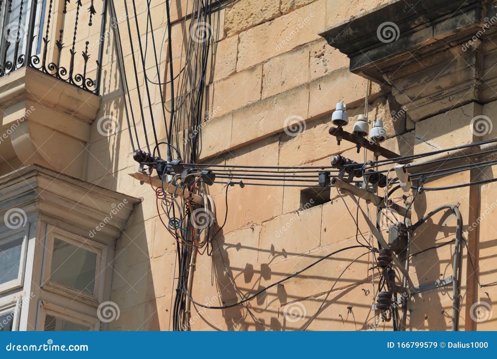 Messy Electrical Cables on Buildings in Malta Stock Image - Image of ...