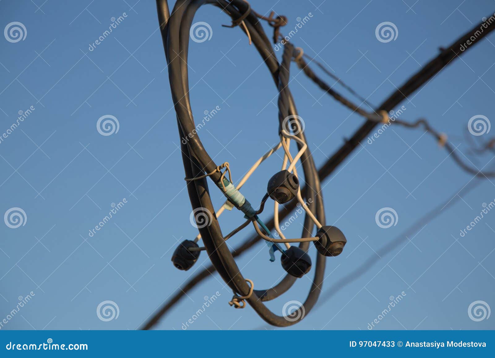 Messy Electrical Cables Connected Stock Image - Image of disorder ...