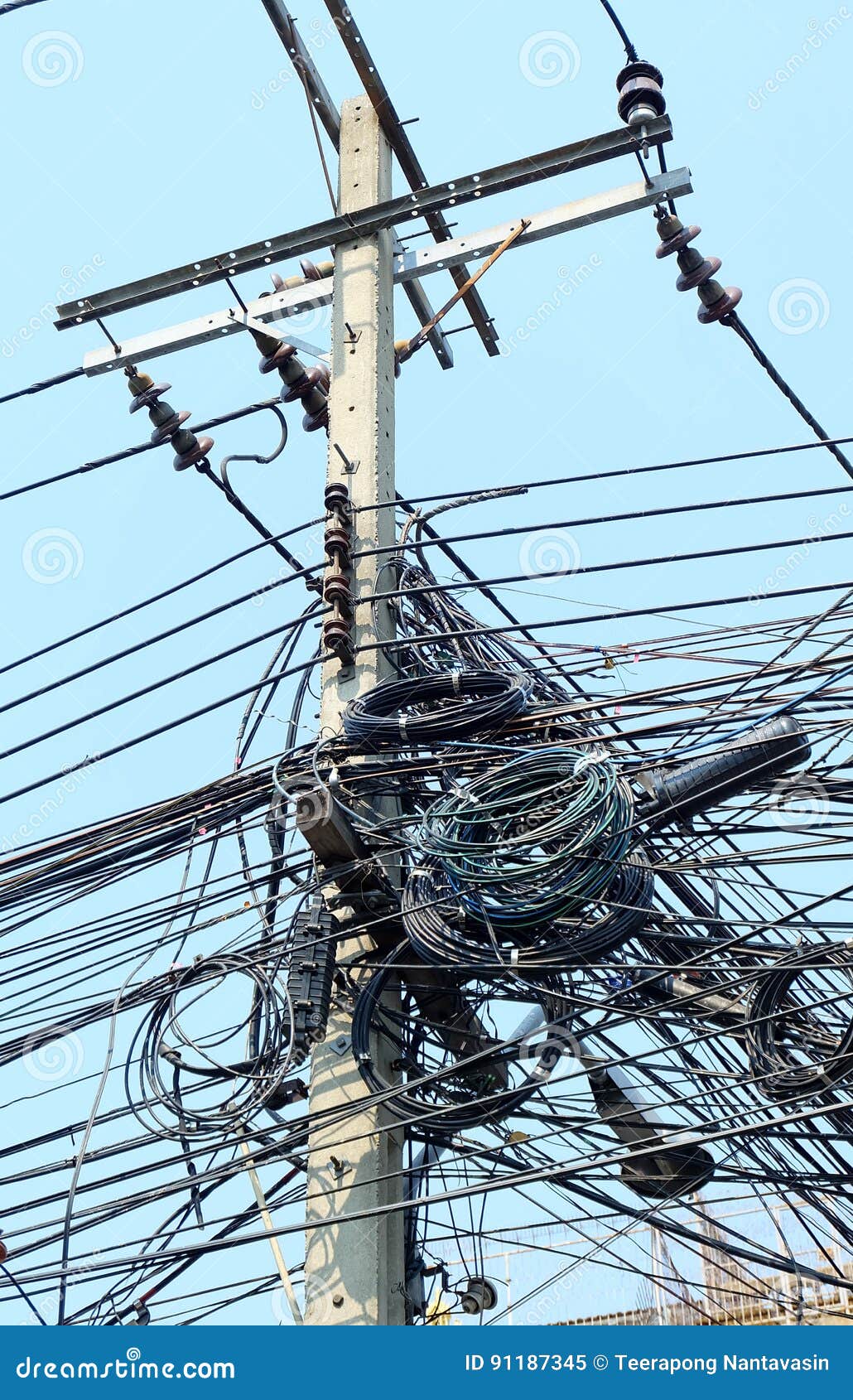 Messy Electrical Wires stock image. Image of hazard, construction ...
