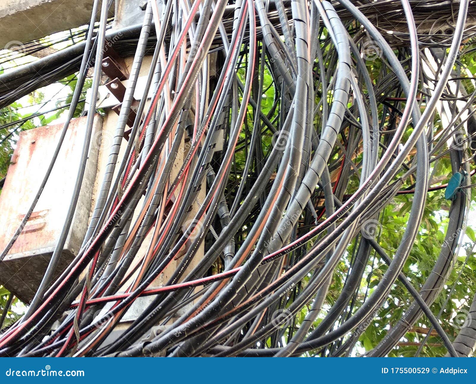 Messy Electrical Wires in the City Stock Image - Image of city ...