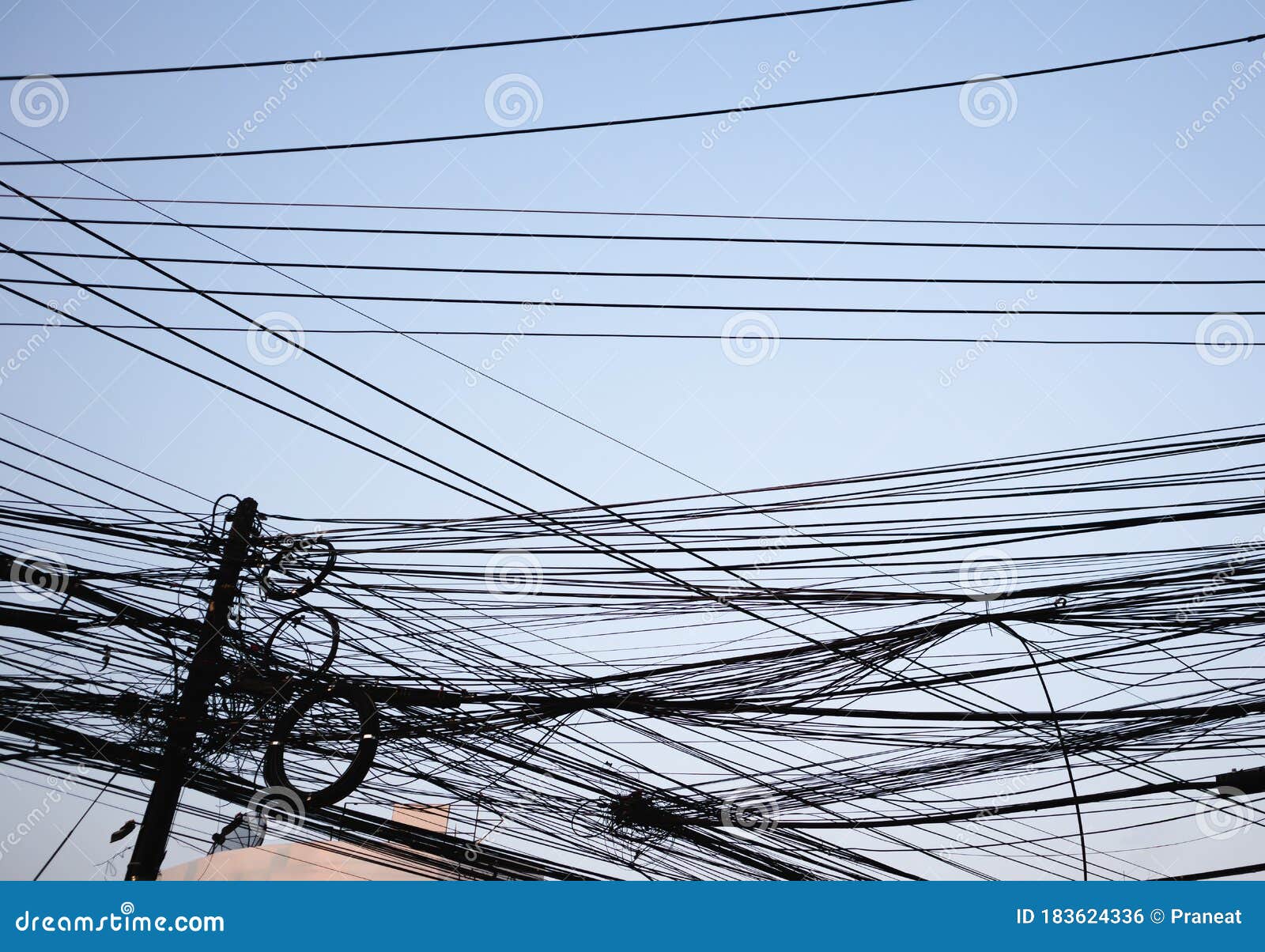 Messy electrical wires stock photo. Image of dusk, background - 183624336