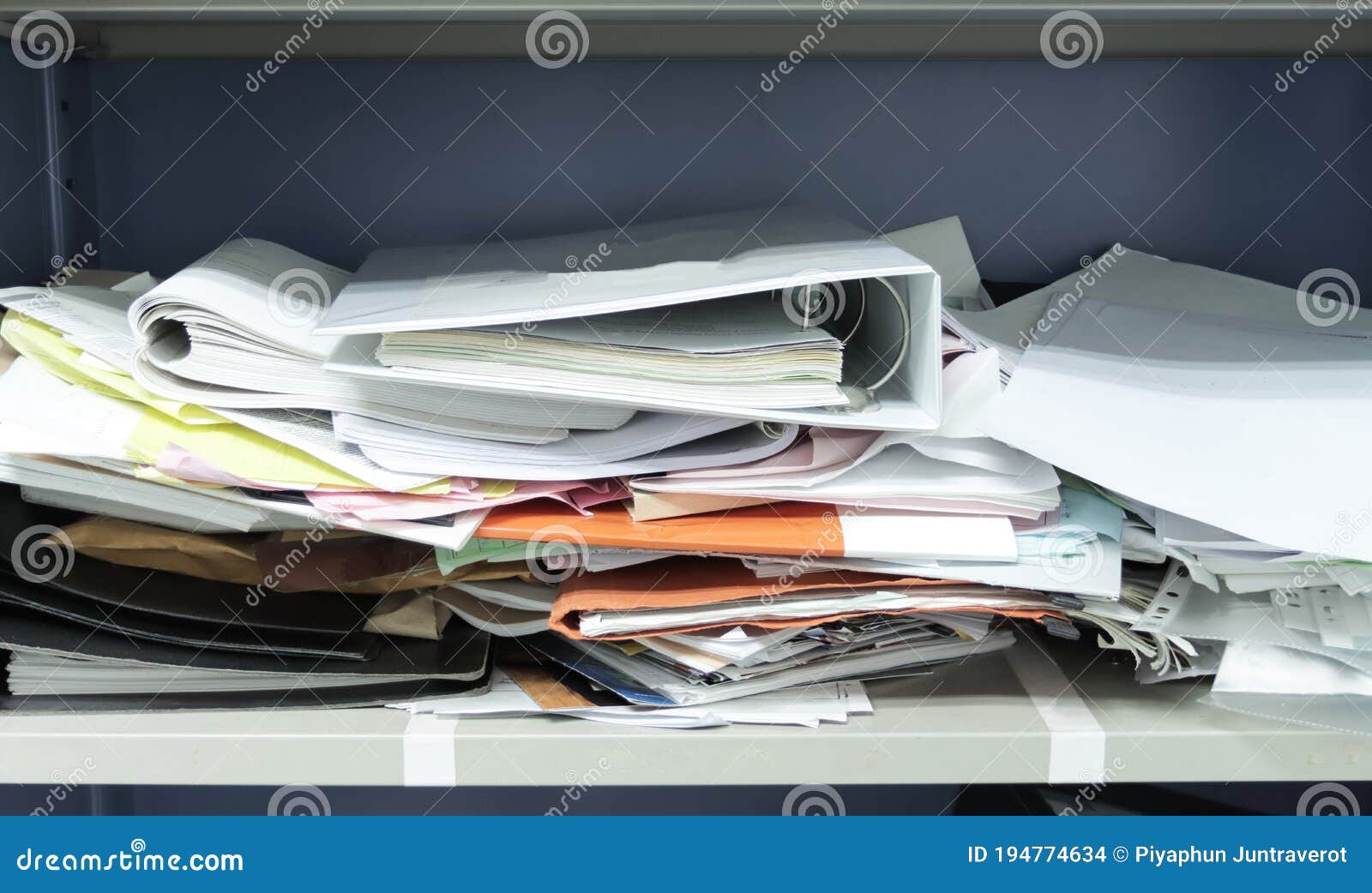 Messy File Document and Office Supplies in Filing Cabinets Stock Photo ...