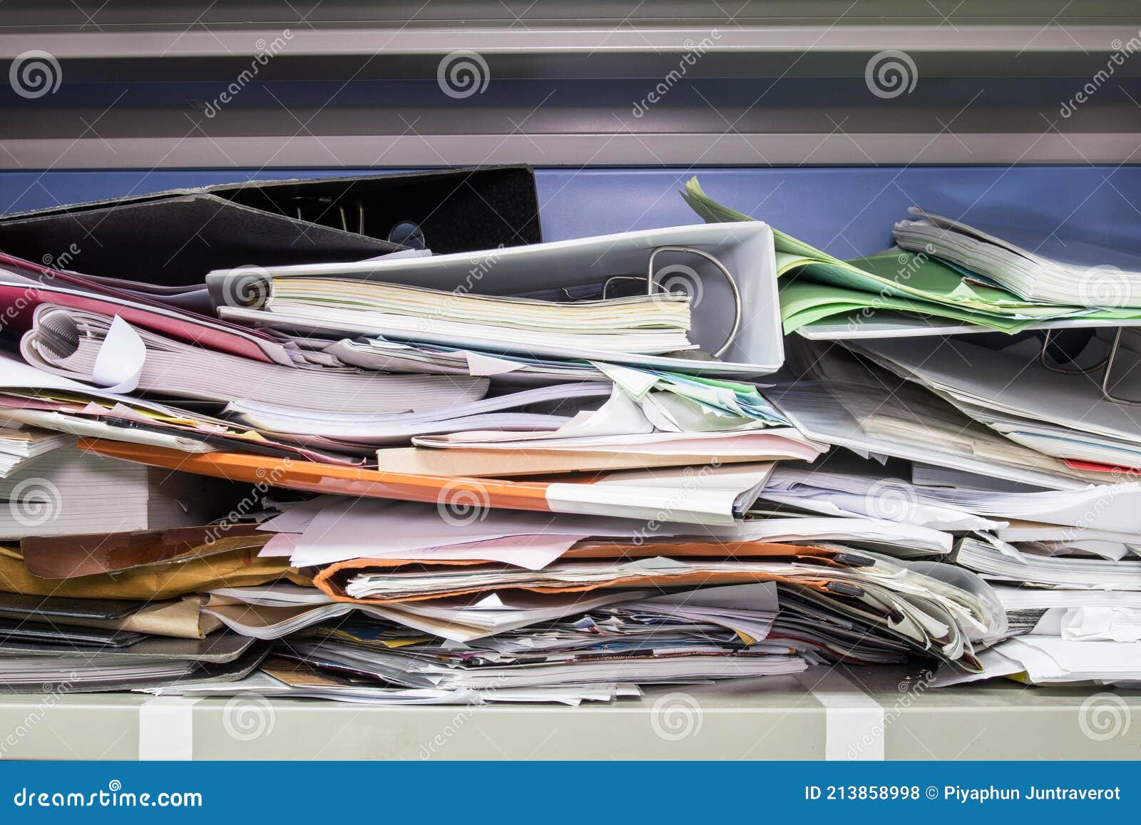 Messy File Document and Office Supplies in Filing Cabinets at Work ...