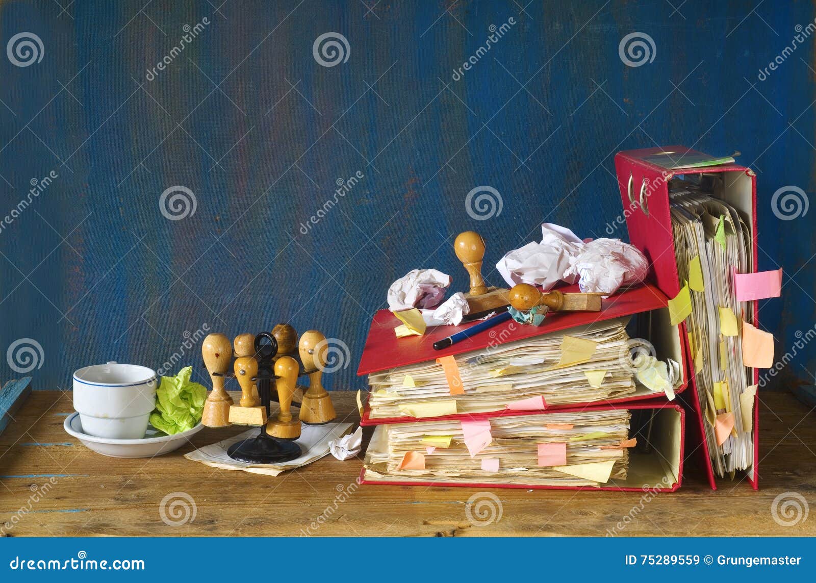 Messy File Folders,stamps, Bureaucracy Stock Image - Image of ...