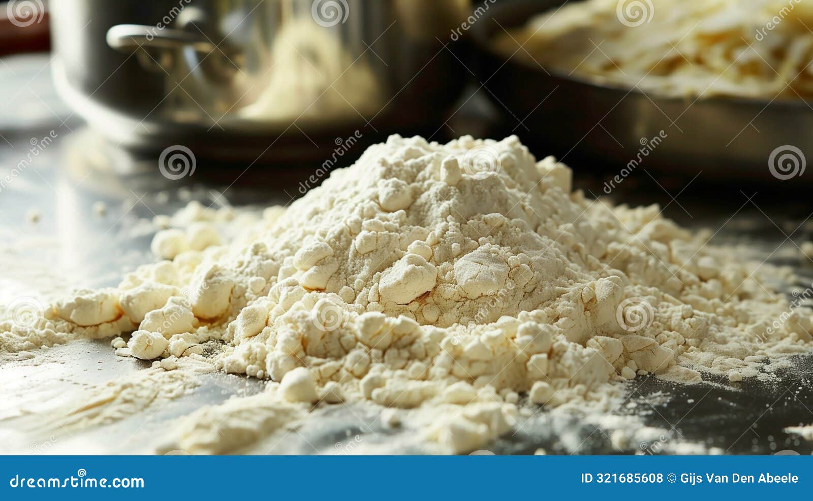 Messy Flour Spill on Silver Surface Stock Illustration - Illustration ...