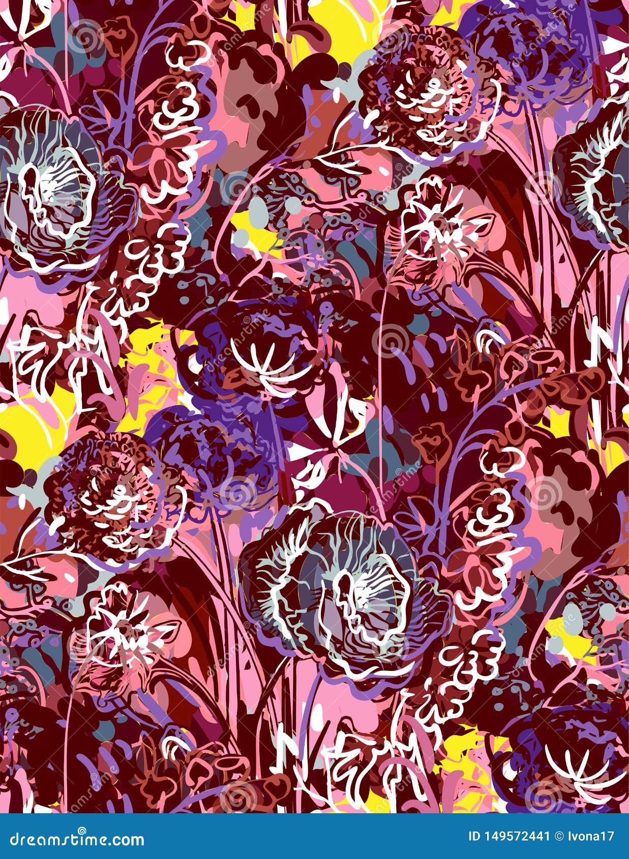 Messy Garden Flower Paint Pattern Vector Textured Stock Illustration ...