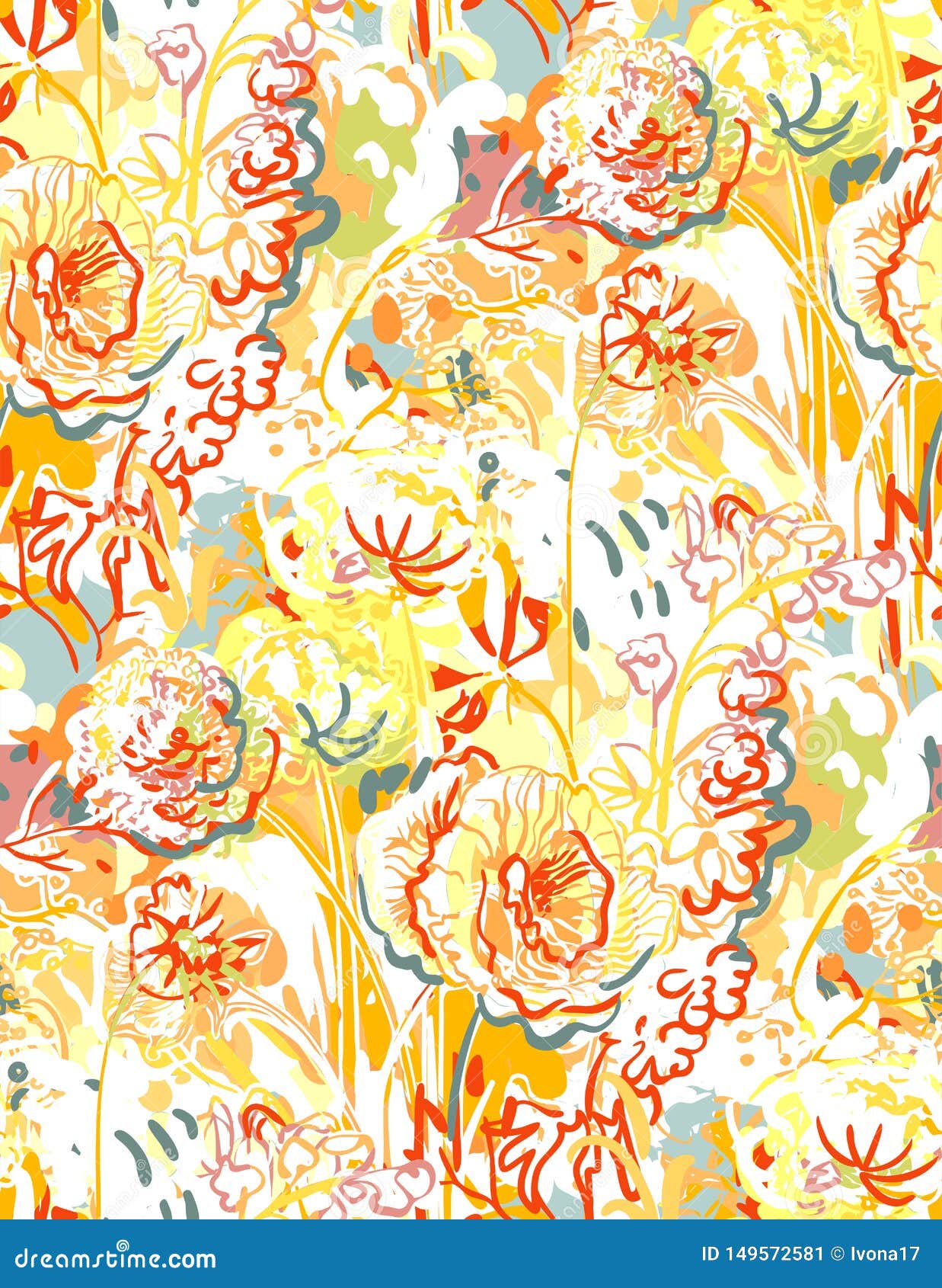 Messy Garden Flower Paint Pattern Vector Textured Stock Illustration ...