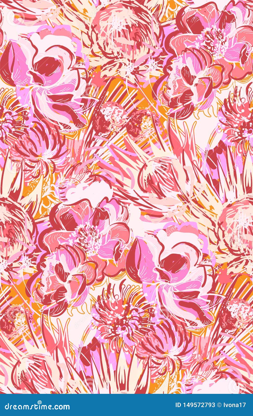 Messy Garden Flower Paint Pattern Vector Textured Stock Illustration ...