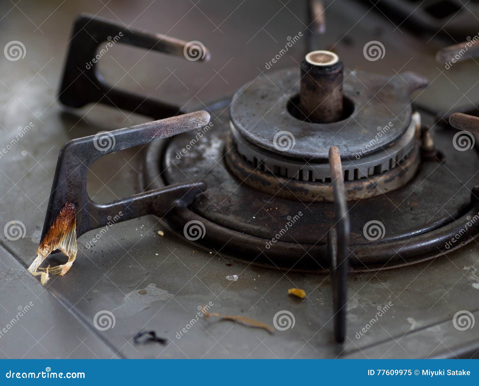 Messy greasy gas stove stock image. Image of domestic - 77609975