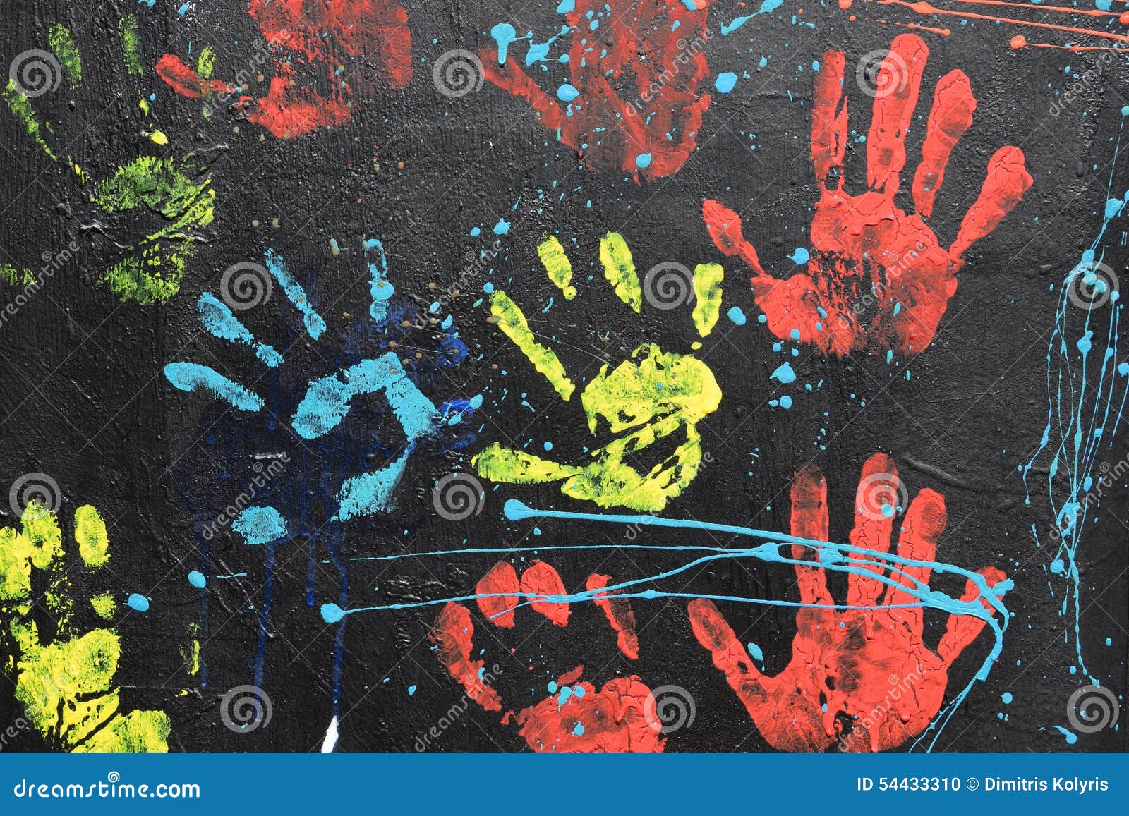 Messy Handprints Dripping Paint Stock Photo - Image of black, messy ...