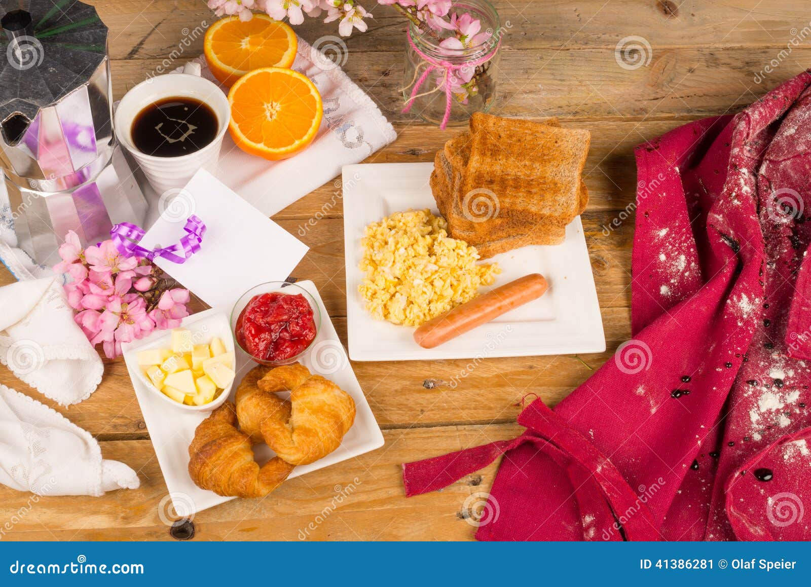 Messy Holiday Breakfast Table Stock Image - Image of croissant ...