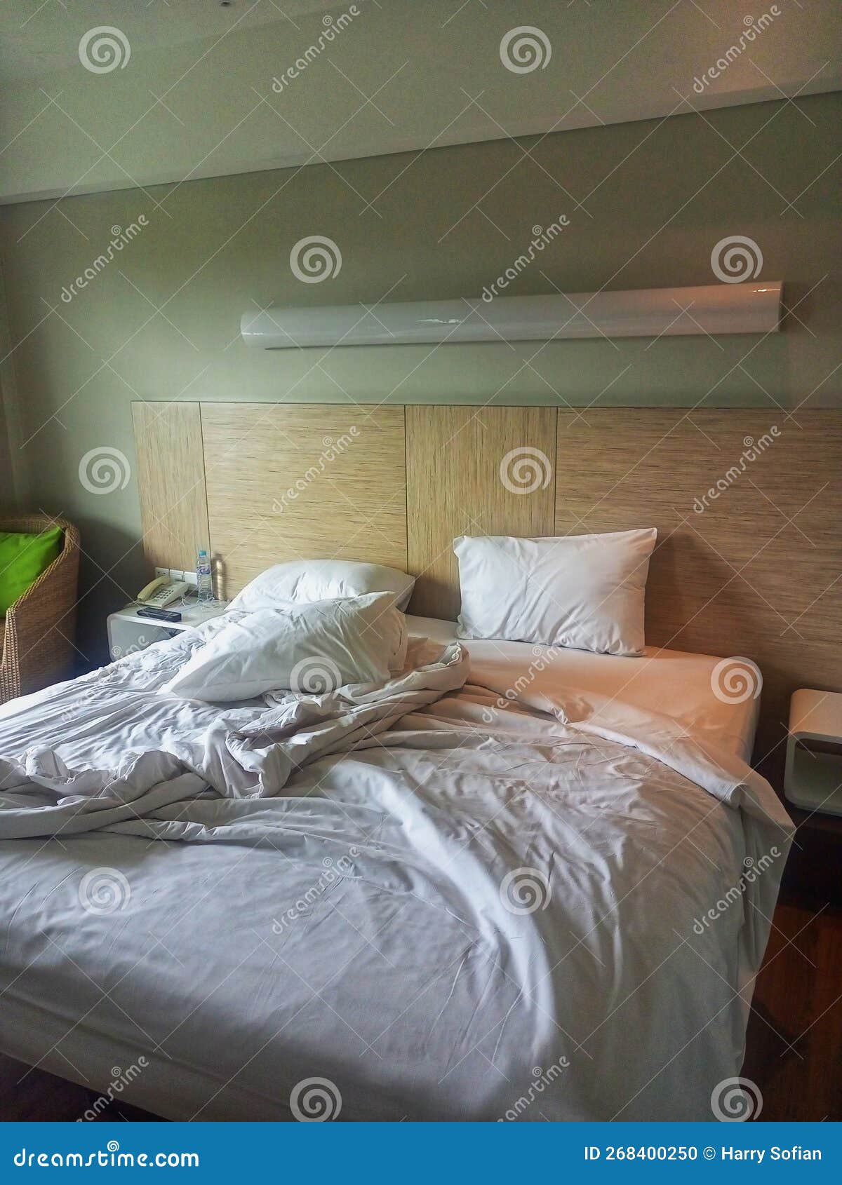 Messy hotel bedroom stock photo. Image of cottage, rest - 268400250