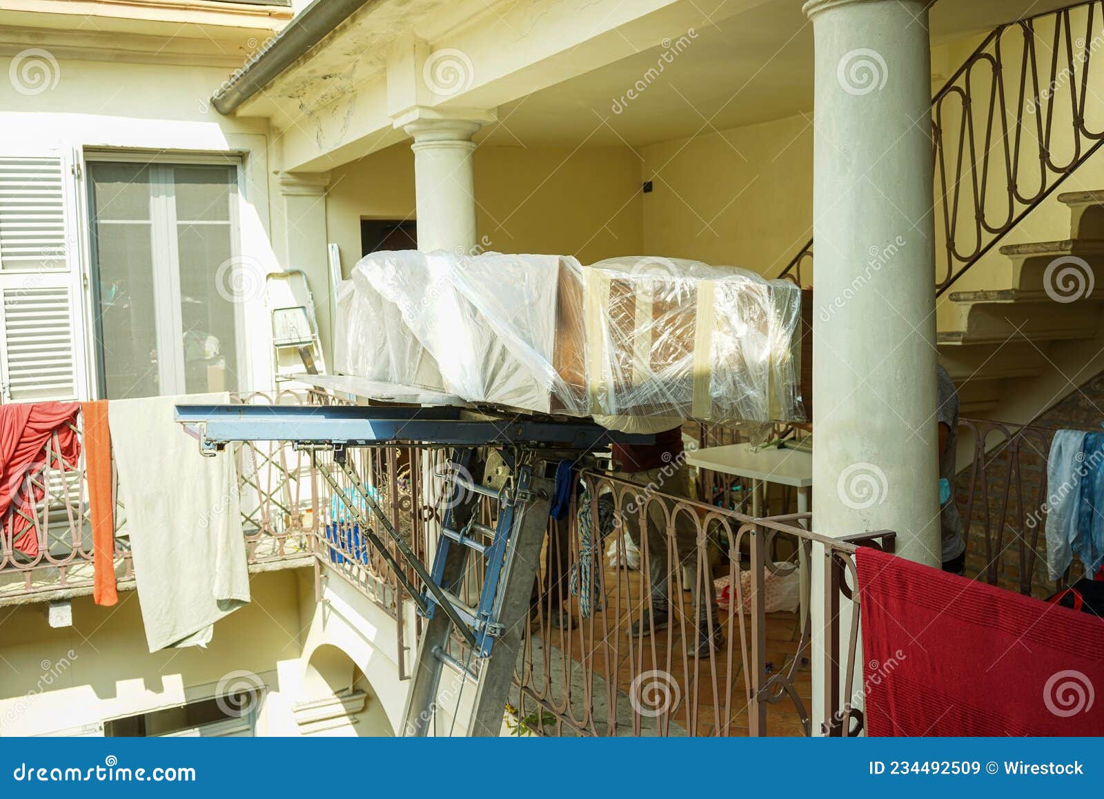 Messy House Balcony in the Process of Moving in/out Stock Image - Image ...