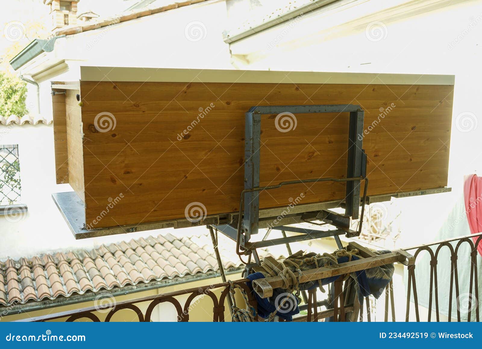 Messy House Balcony in the Process of Moving in/out Stock Image - Image ...