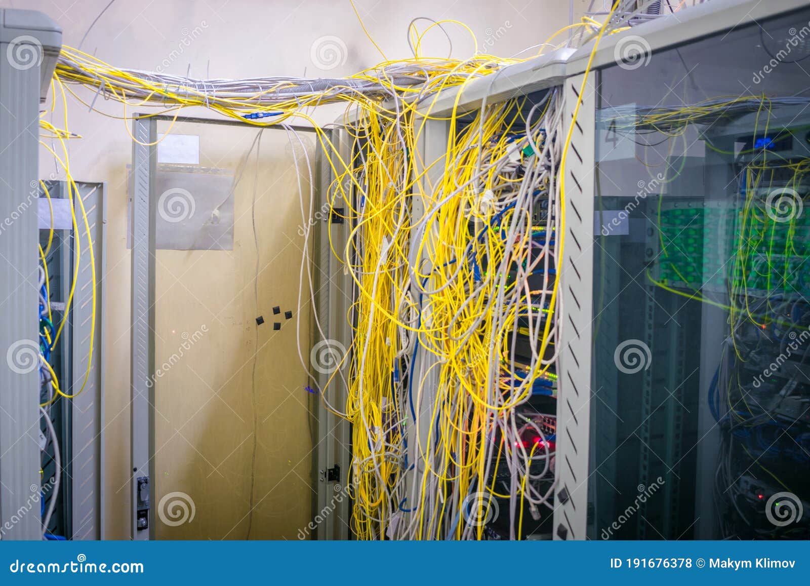 Messy Internet Wires Have a Connection To Computer Servers. Cabinets ... Messy Internet Wires Have a Connection To Computer Servers. Cabinets ...