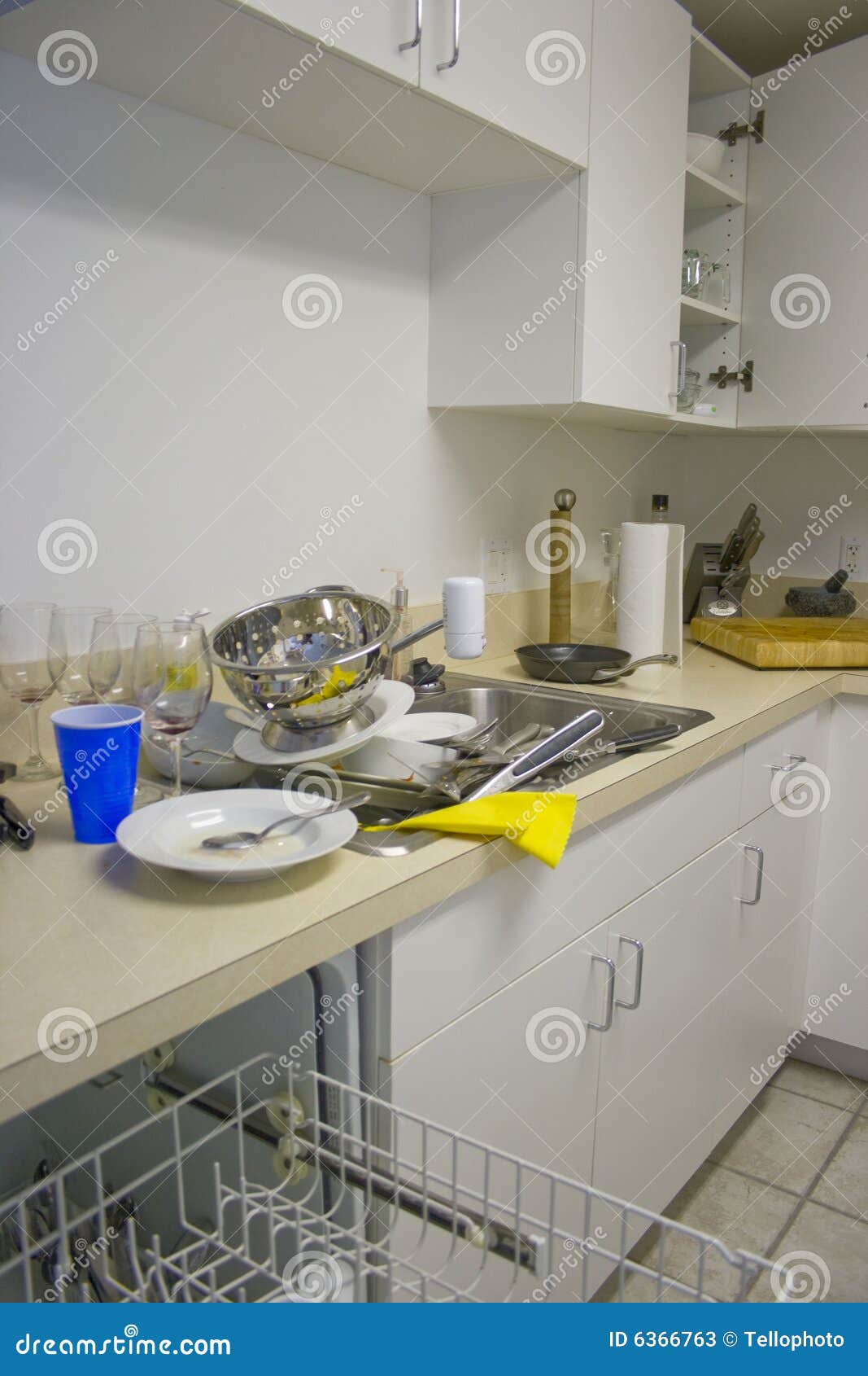 Messy kitchen stock image. Image of plates, sink, utensils - 6366763