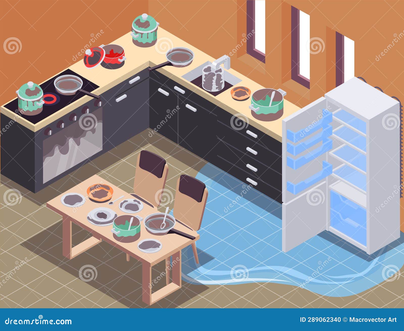 Messy Kitchen Background stock vector. Illustration of kitchen - 289062340