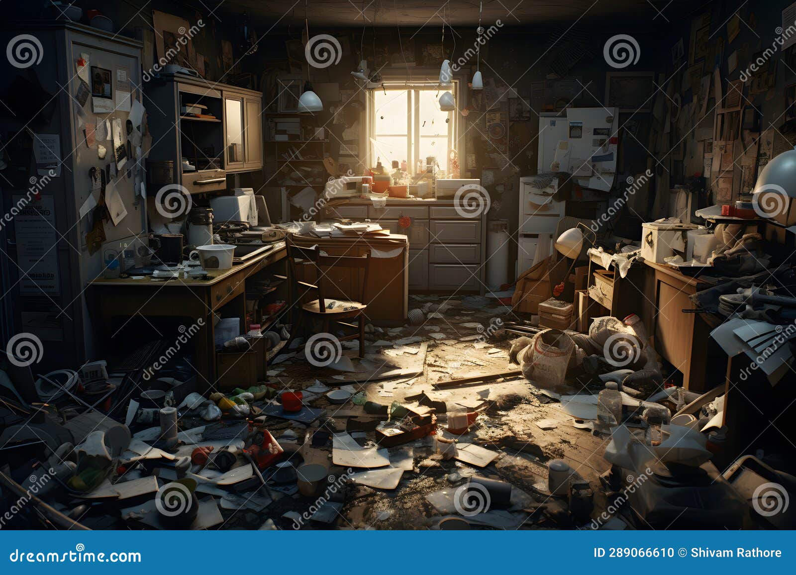 Disorganized Kitchen Depicts A Chaotic And Messy Room. Table With Messy ...