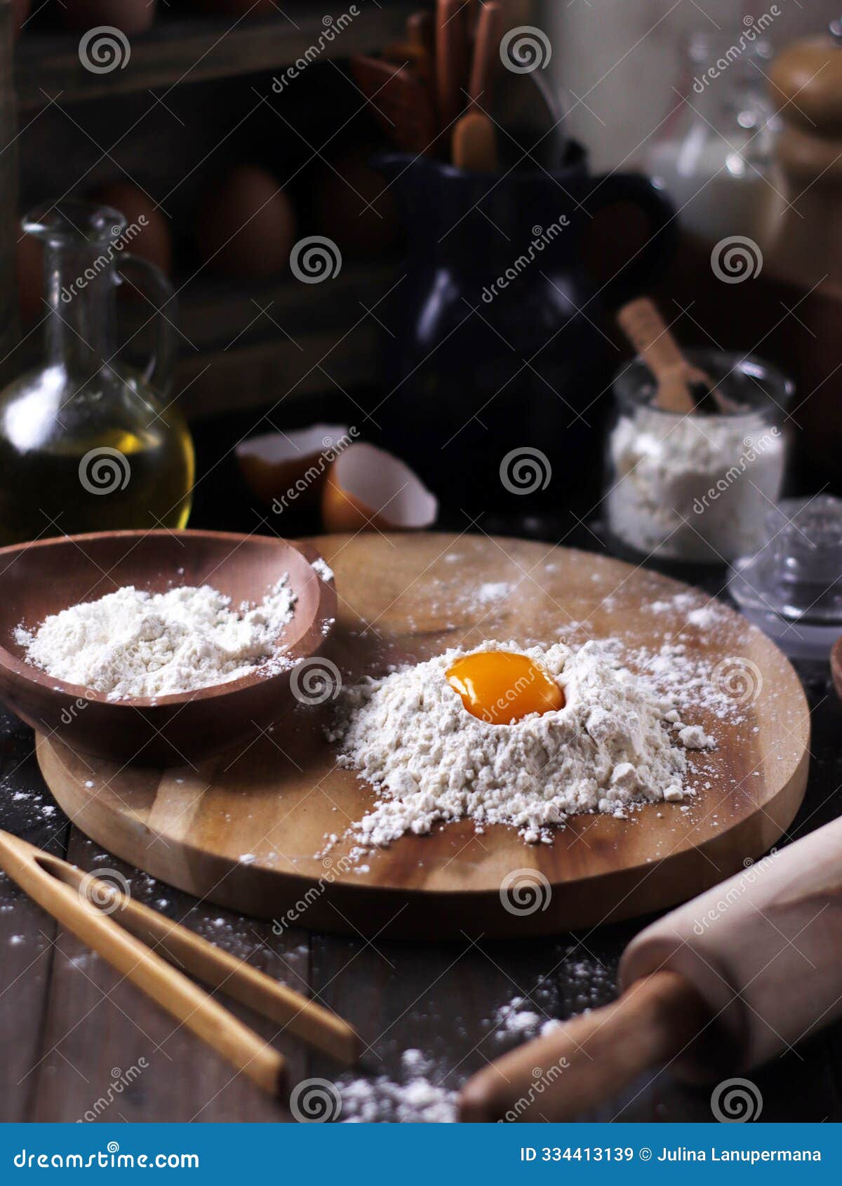 Messy Kitchen Table Top with Baking Ingredients Stock Image - Image of ...
