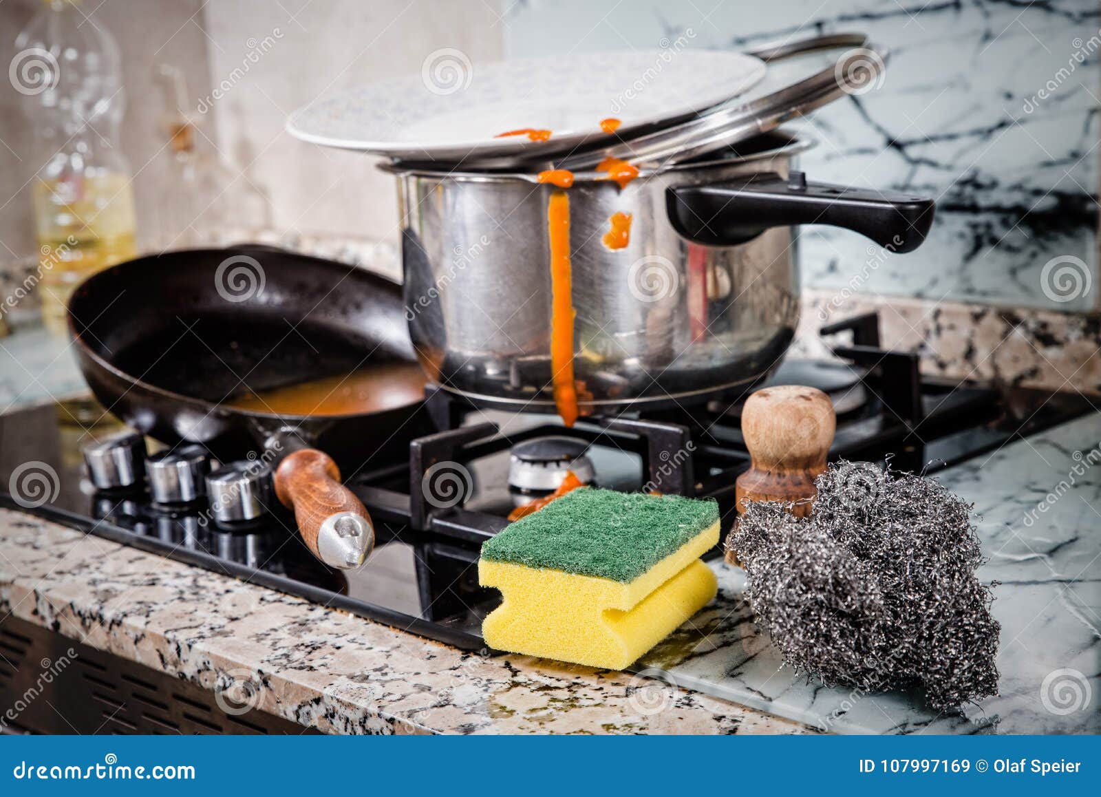Messy kitchen work top stock image. Image of kitchen - 107997169