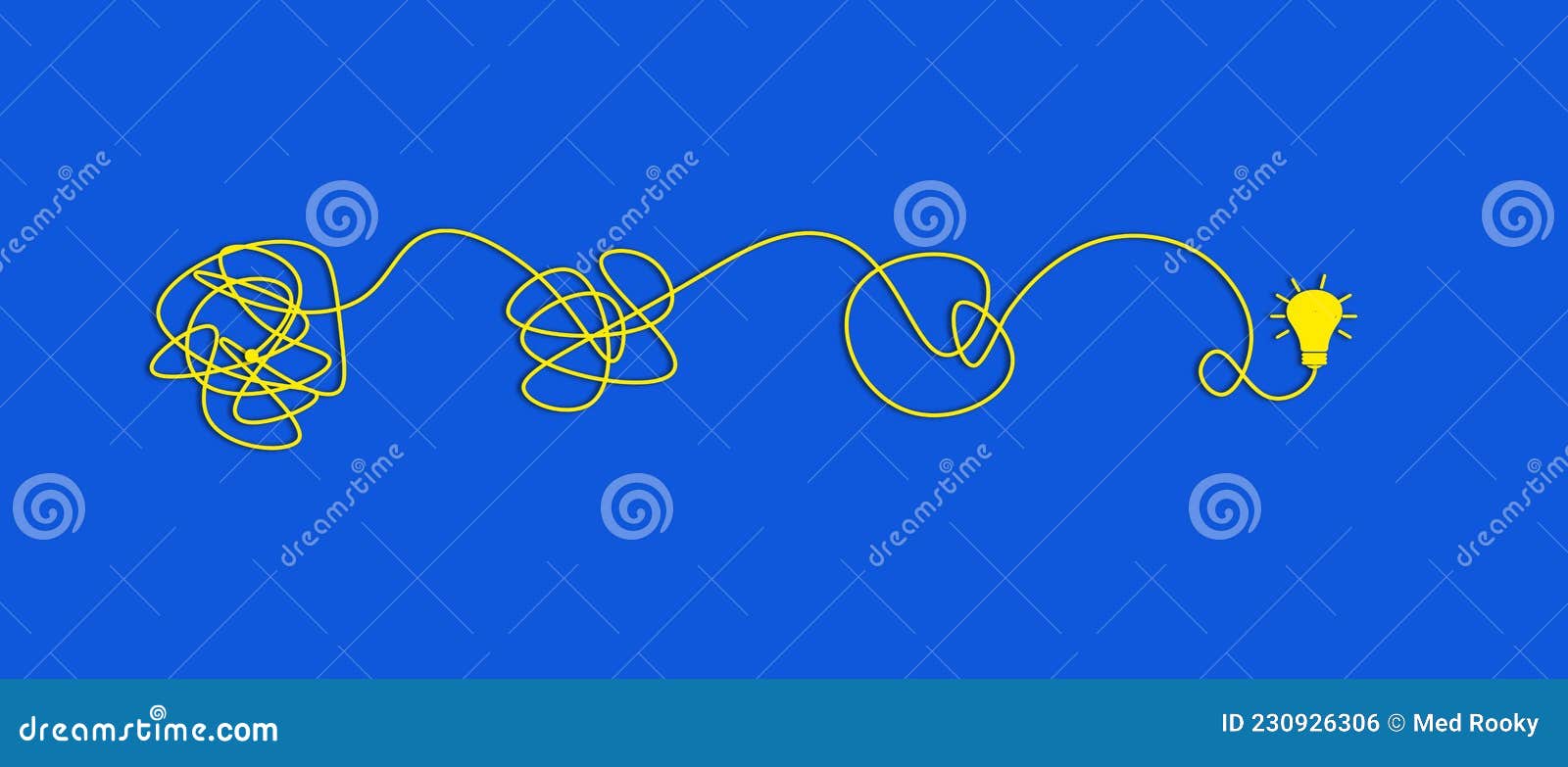 Messy Line Transom To a Glowing Light Bulb on Blue Background ...