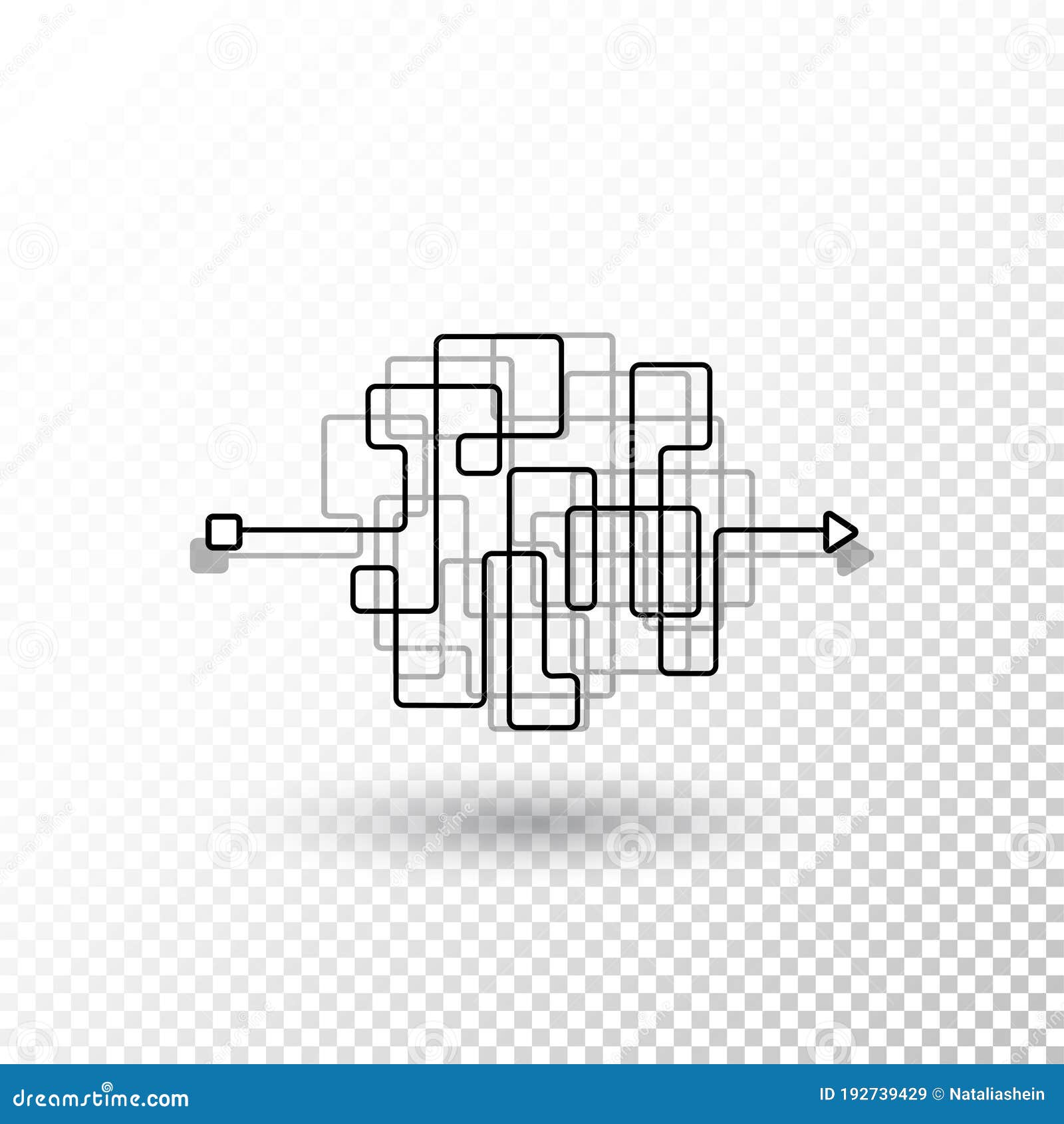 Messy Lines. Complicated Clew Way with Transparent Shadow Stock Vector ...