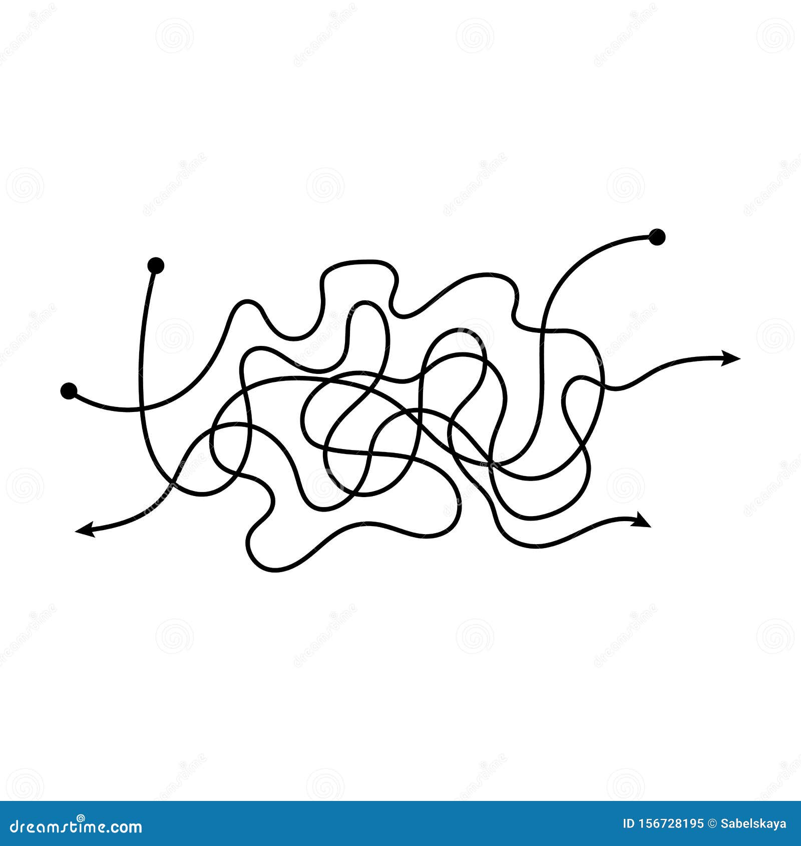 Messy Long Arrow Line Tangle Isolated on White Background. Stock Vector ...