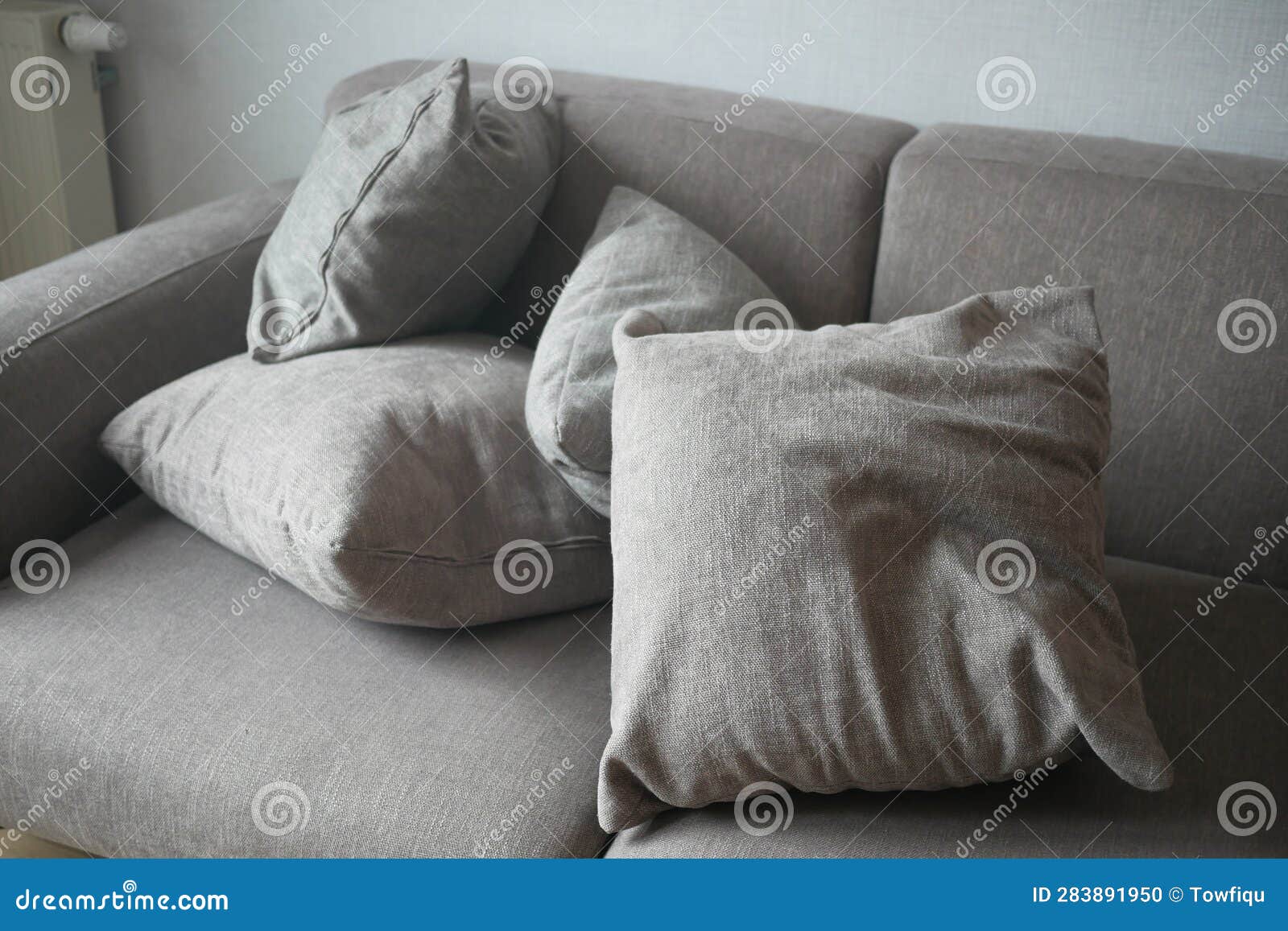 Messy Modern Grey Sofa Top View Stock Photo - Image of messy, relax ...