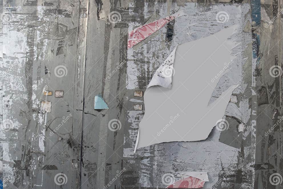 Messy Notice Board or Wall with Remains of Notes and Posters Stock ...