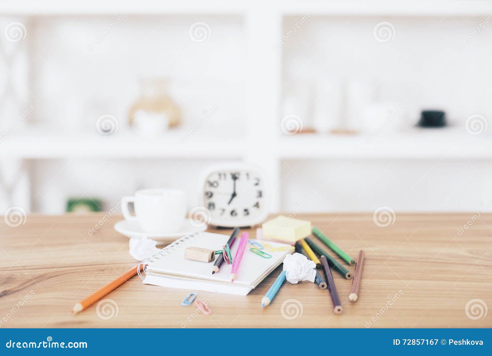Messy office desk stock image. Image of items, clips - 72857167