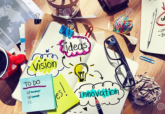 Messy Office Desk with Ideas and Vision Stock Image - Image of file ...