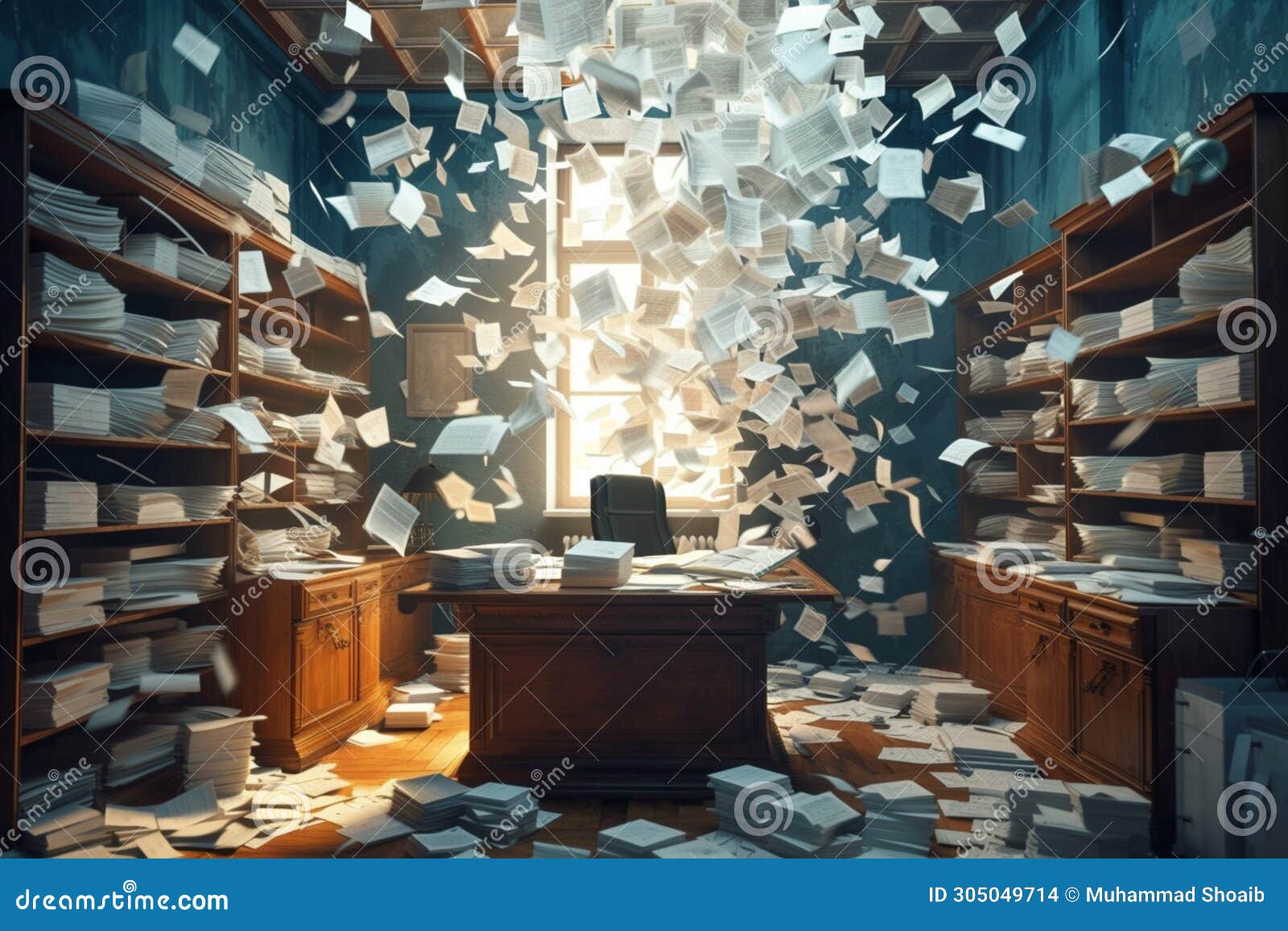 Messy Documents Pile. Unorganized Paper Sheets And File Binders Vector ...