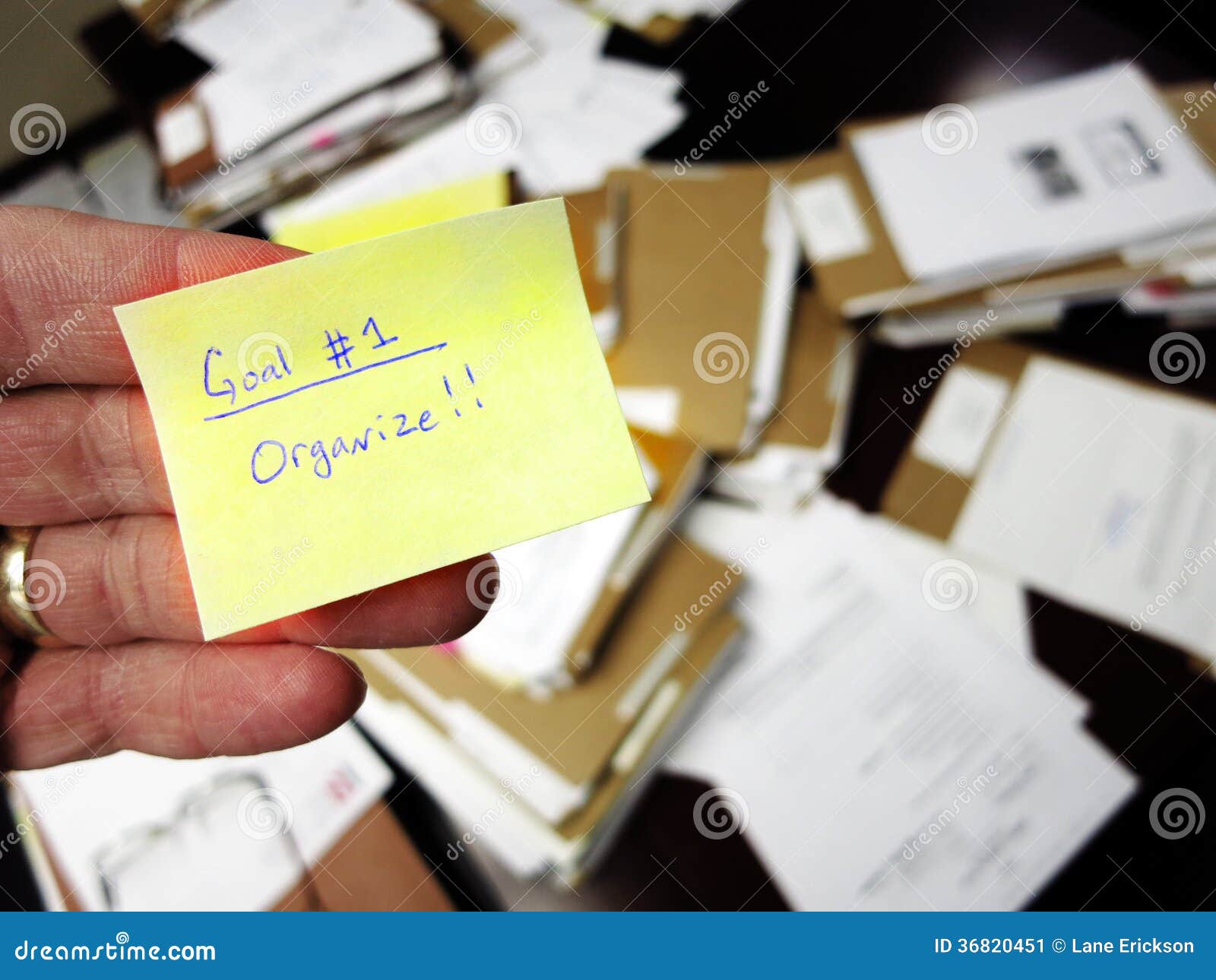 Messy Office with Get Organized Note Stock Image - Image of decision ...
