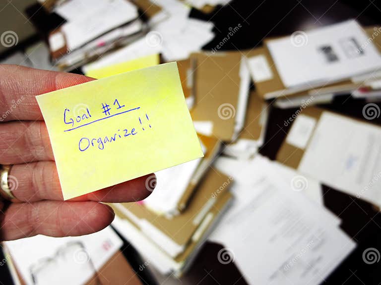 Messy Office with Get Organized Note Stock Image - Image of decision ...