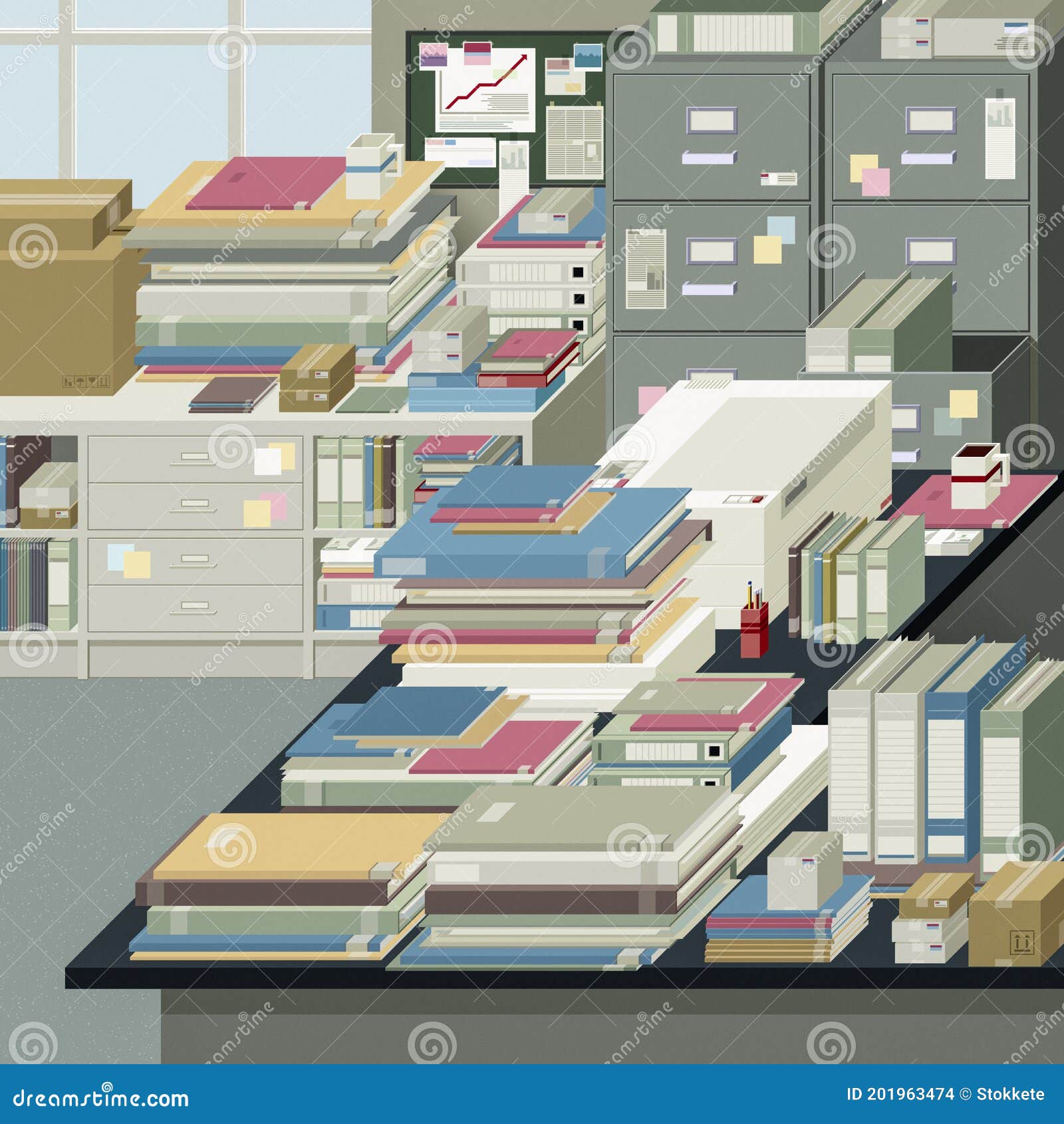 Messy Office Environment With Documents Flying In Disarray Stock Photo ...