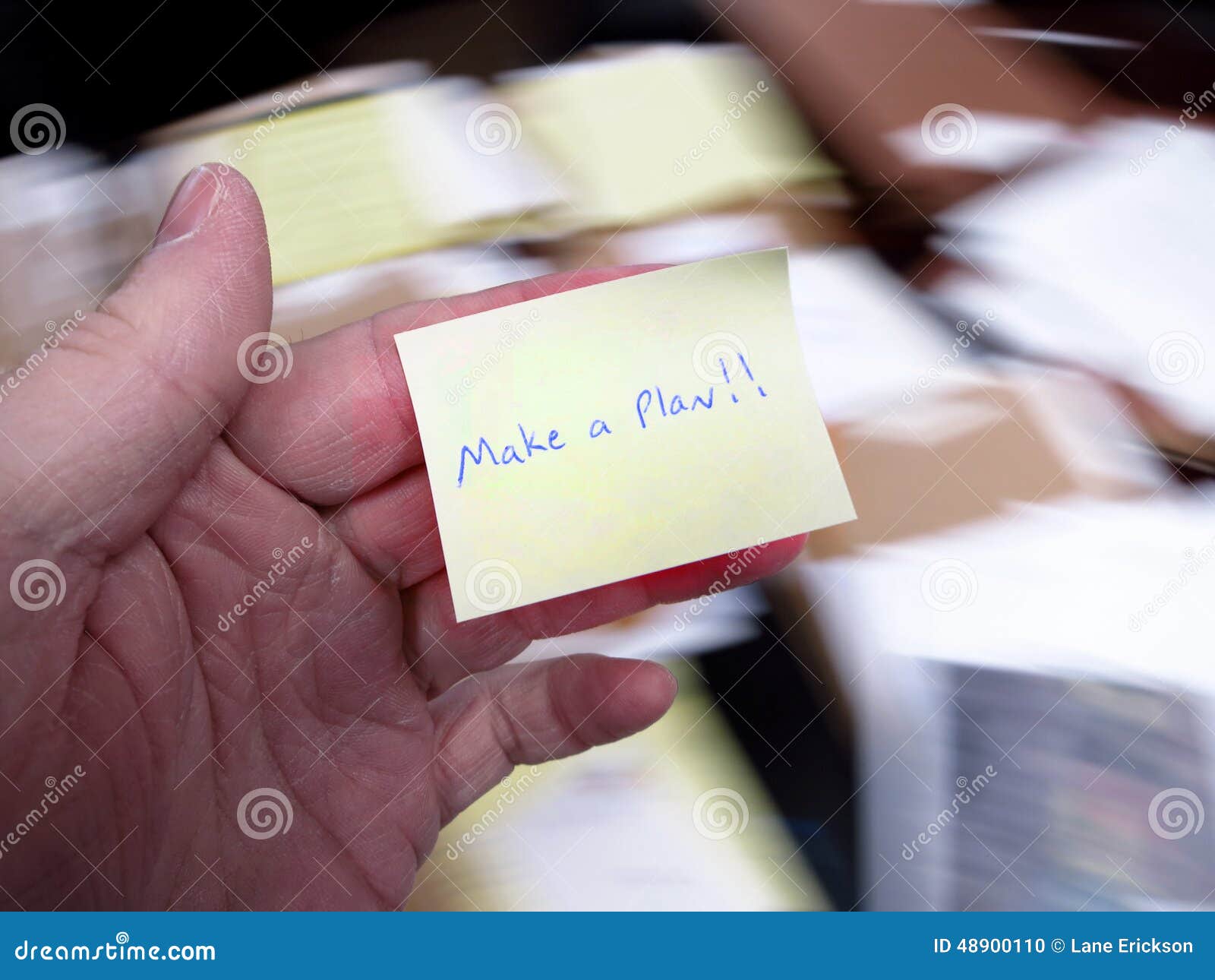 Messy Office with Make a Plan Note Stock Photo - Image of glasses, book ...