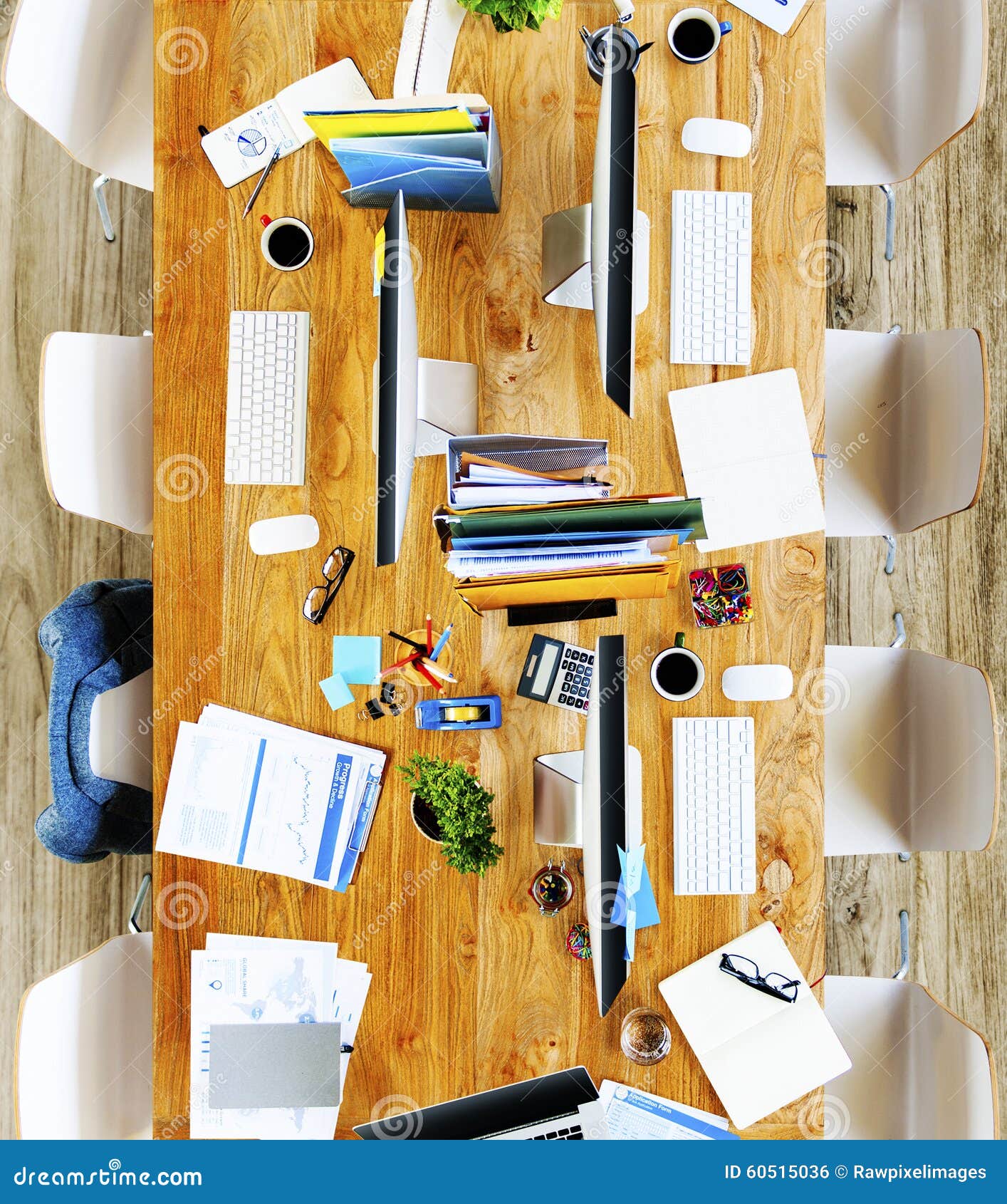 Messy Office Meeting Table No People Concept Stock Photo - Image of ...
