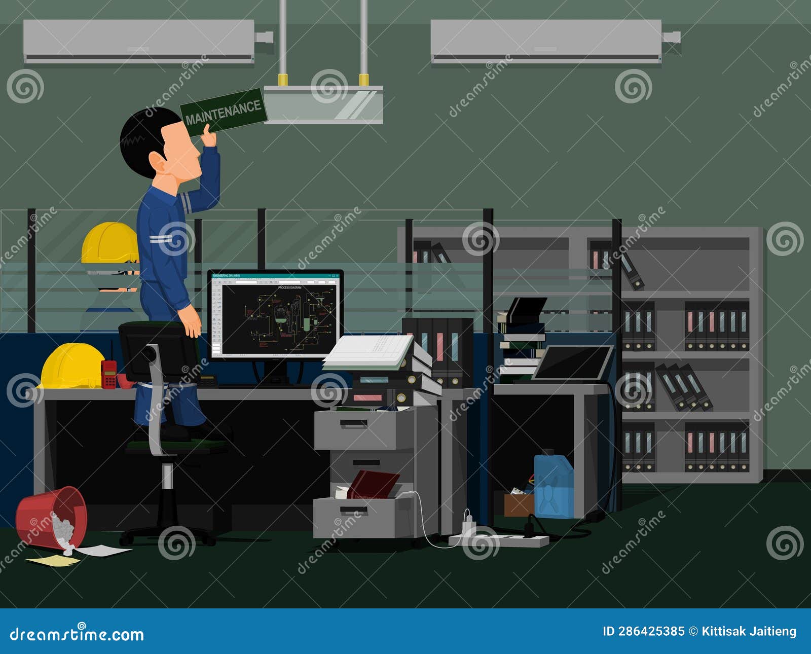 Messy Office Environment With Documents Flying In Disarray Royalty-Free ...