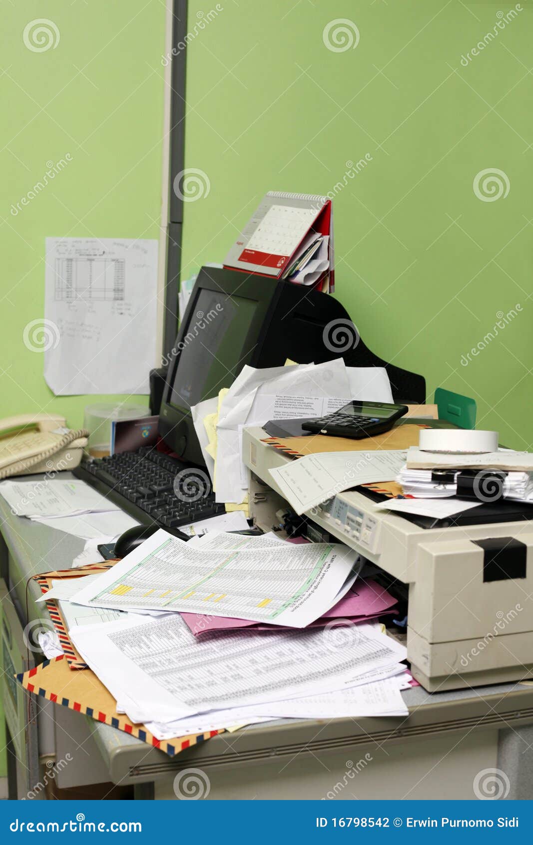 Messy office table stock photo. Image of objects, vertical - 16798542