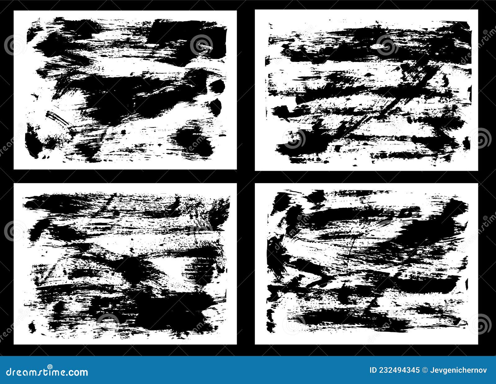 Messy Paint Brush Strokes Grudge Textures Set Stock Vector ...